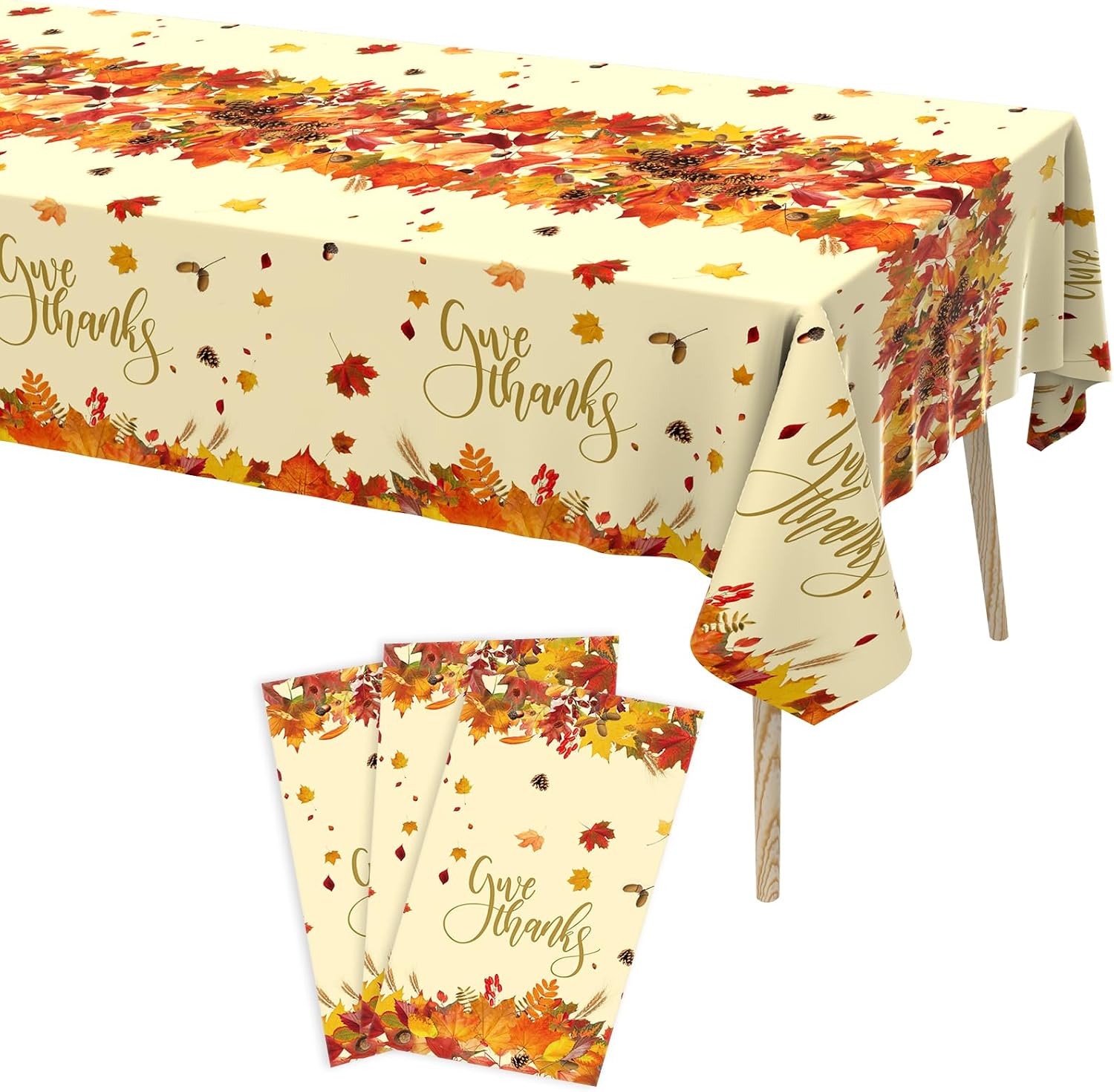 Amazon.com: Tbsone Thanksgiving Disposable Rectangle Plastic Tablecloth ...