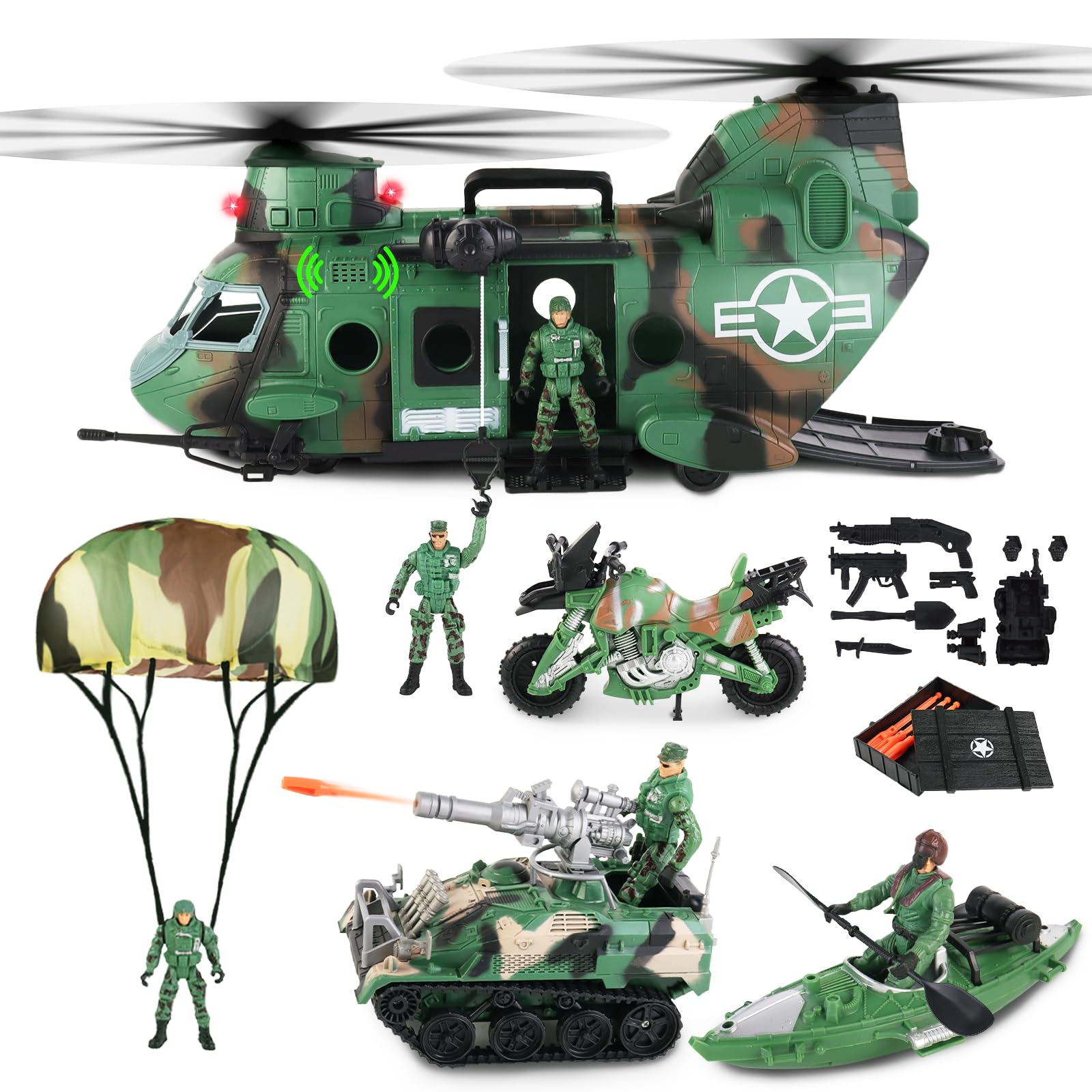 Amazon.com: deAO Military Aircraft Playset Toys with Helicopter,Army ...