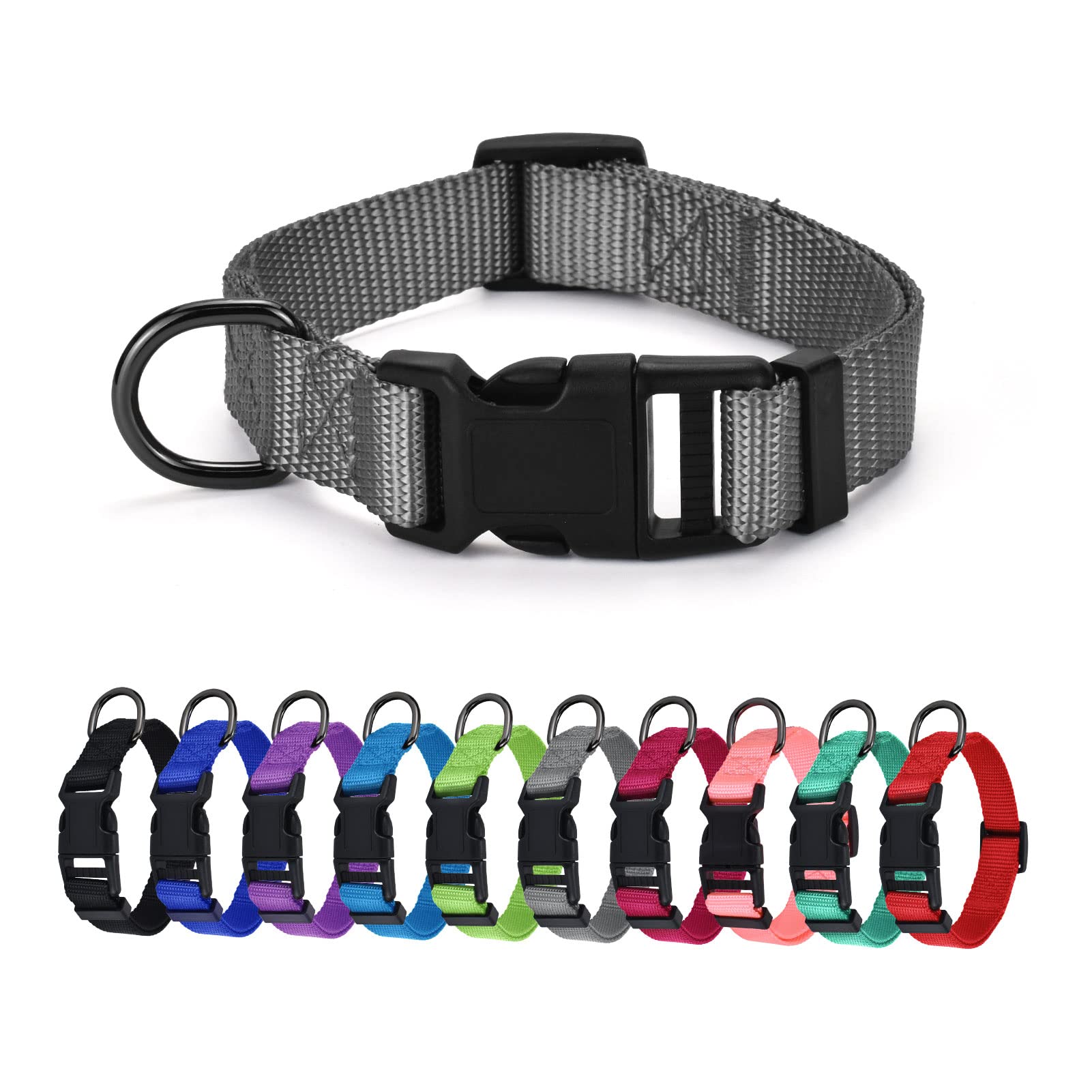 Amazon.com : AUDWUD Thick Nylon Collar,Classic Adjustable Dog Collar in ...