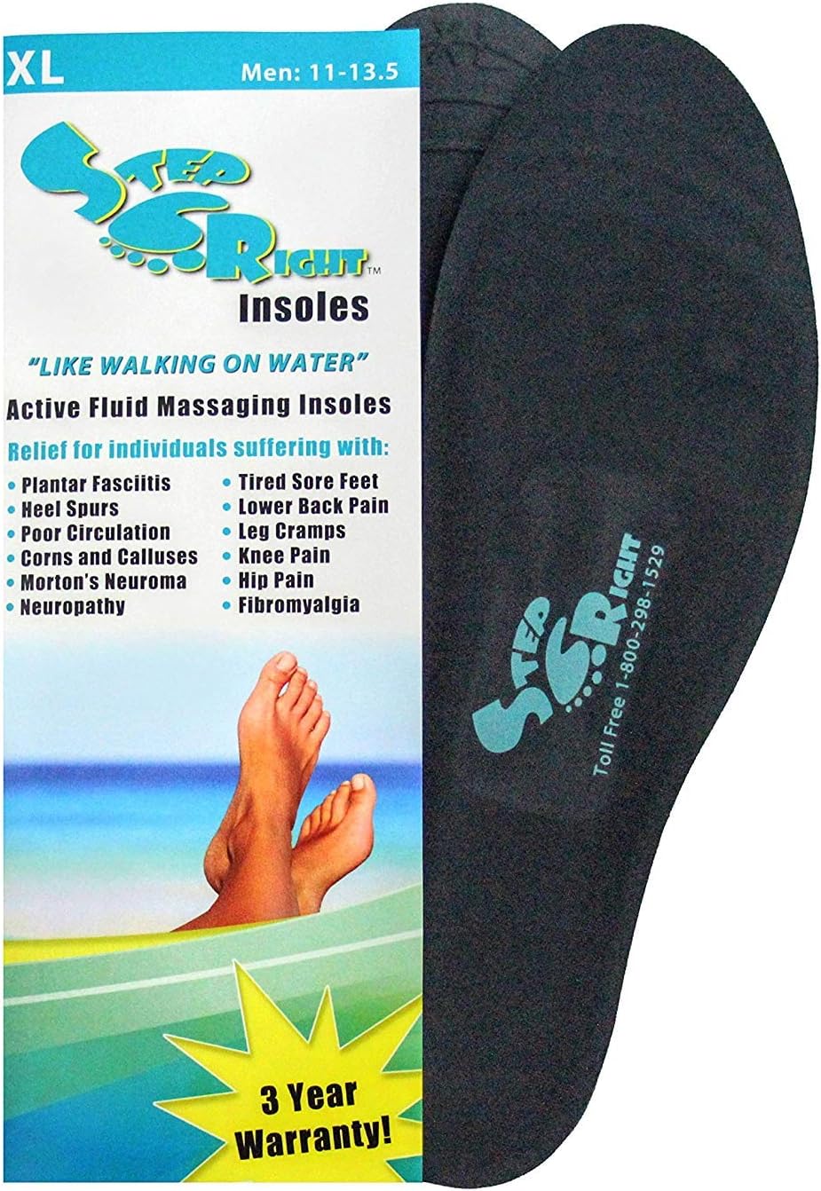 Step Right Insoles Relieves -Plantar Fasciitis- Neuropathy- Poor ...
