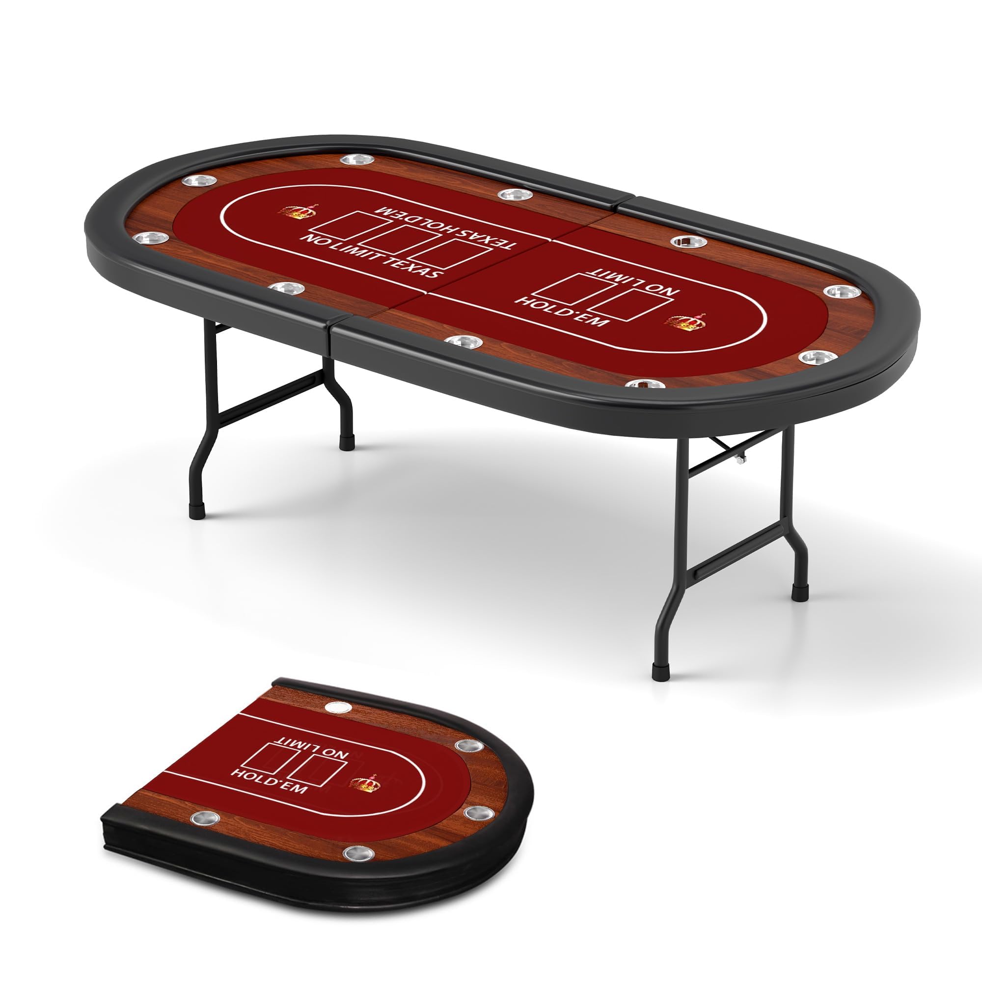 Amazon.com: COLOR TREE 10 Player Foldable Poker Table, Portable Texas ...