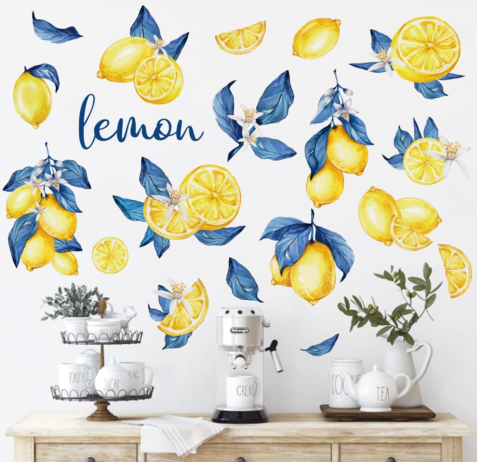 6 Sheet Lemon Wall Decals Peel and Stick Wall Stickers for Kitchen Boho ...