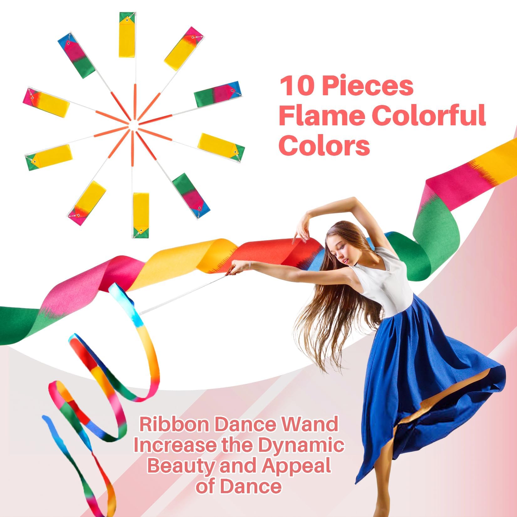 Snapklik.com : 10PCS Dance Ribbons - Gymnastics Wand, Ribbon Dancer ...