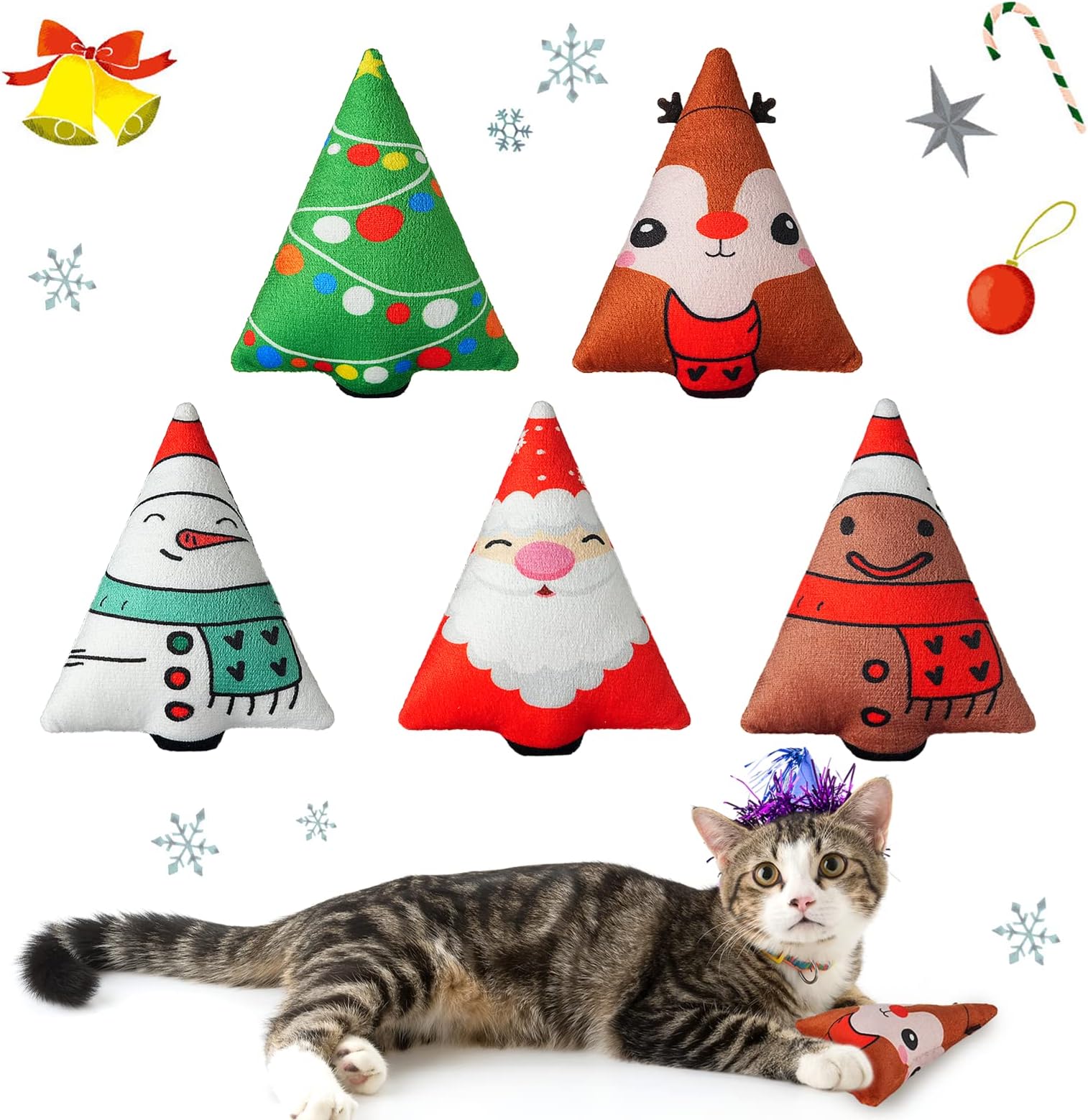 Amazon.com : Liliful 12 Pieces Christmas Cat Catnip Toys Gifts Xmas ...