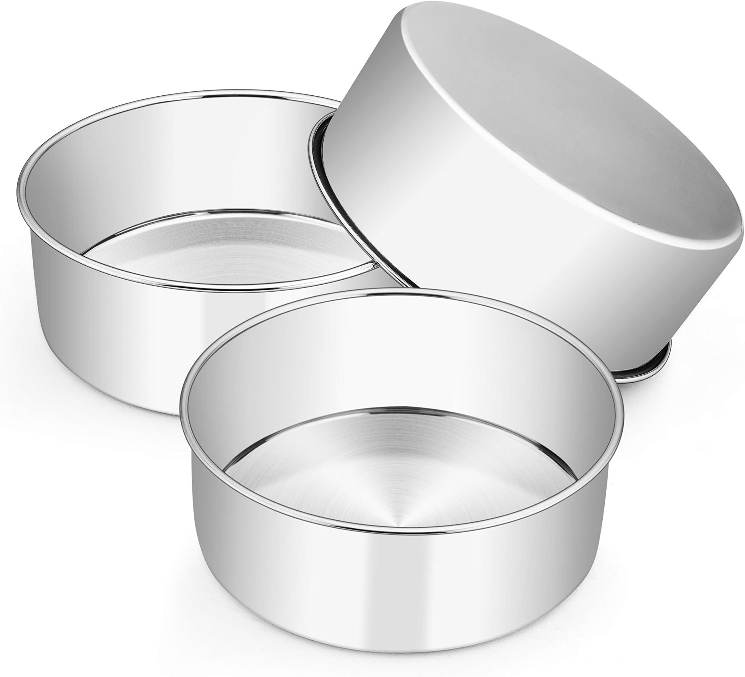 Amazon.com: P&P CHEF 3 Pcs Deep Cake Pan Set (8'' x 3' 8 Inch Stainless ...