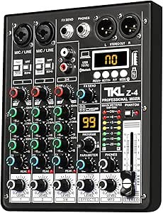 Amazon.com: TKLBLS 4 Channel Audio Mixer, Professional DJ Mixer Sound ...