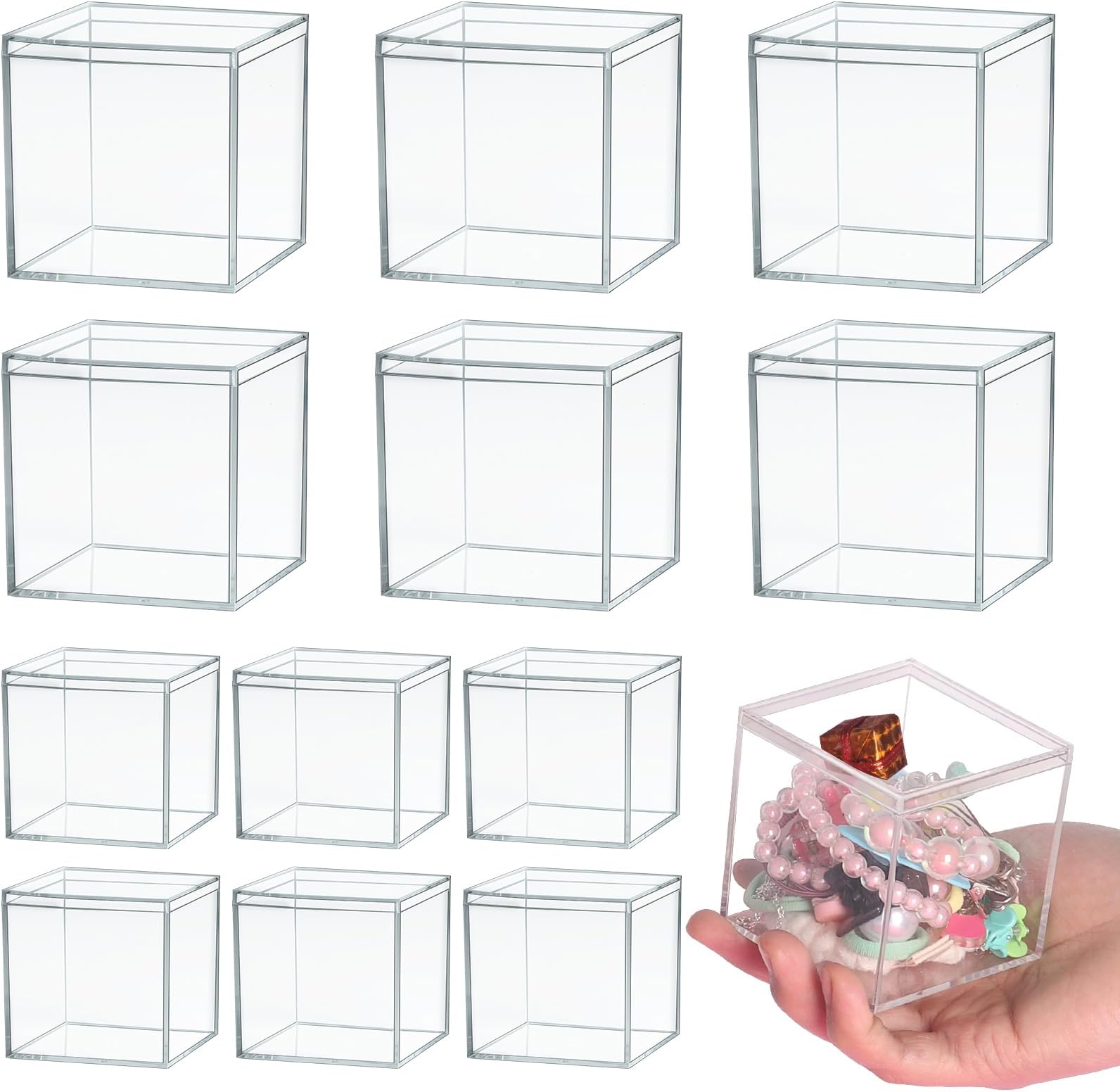Amazon.com: Ziimaikery 12 PCS Acrylic Square Cube Small Clear Plastic ...