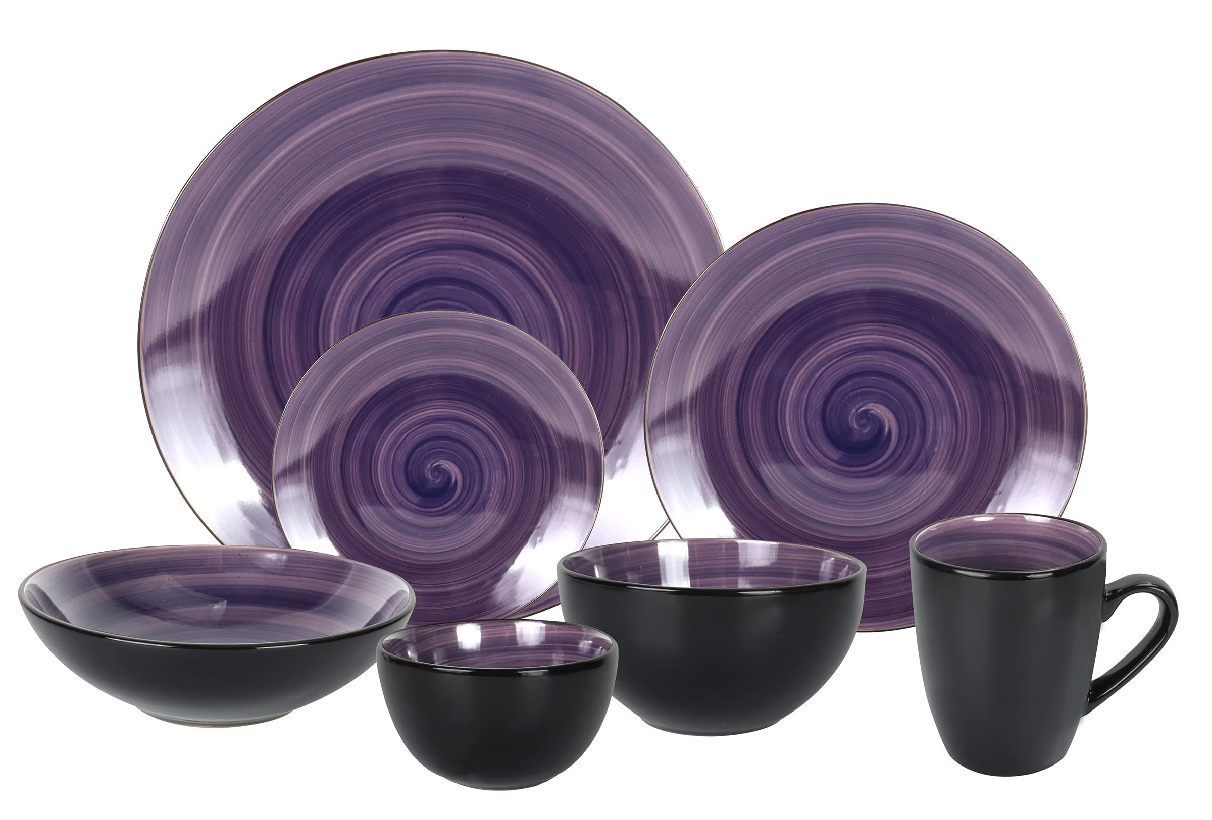 Amazon.com | HomeVss, Stoneware Sonoma Dinnerware Set, Black + Speckled ...
