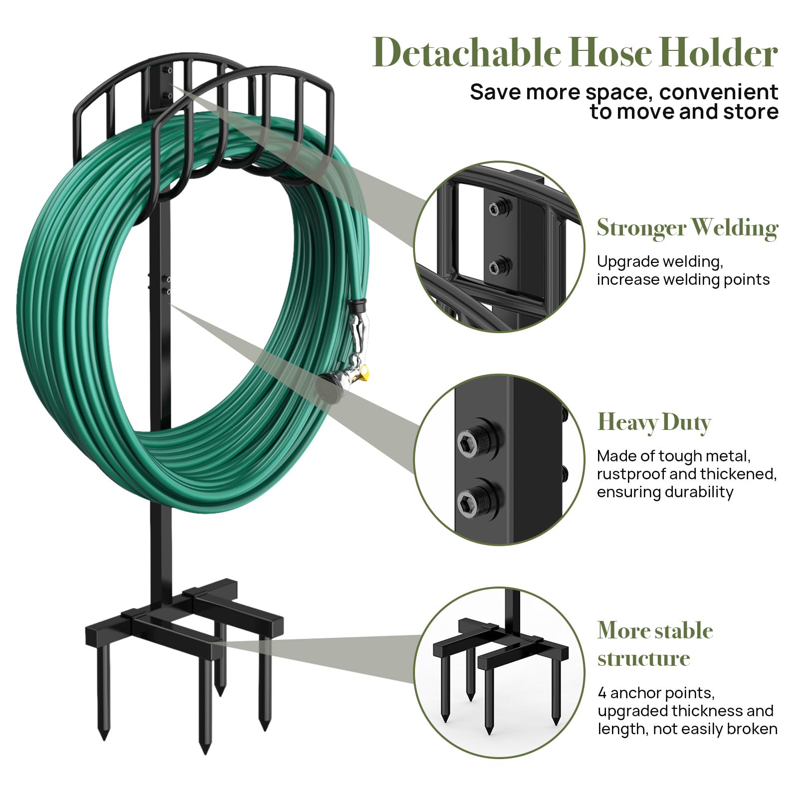 Snapklik.com : Winpull Garden Hose Holder Detachable Heavy Duty Metal ...