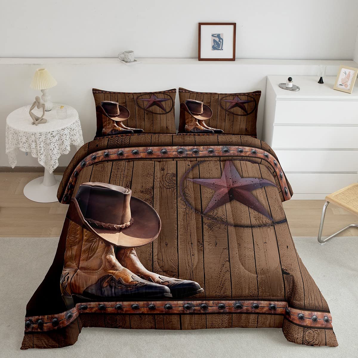 Amazon.com: Western Decor Comforter Set for Kids Boys, Cowboy Boots Hat ...