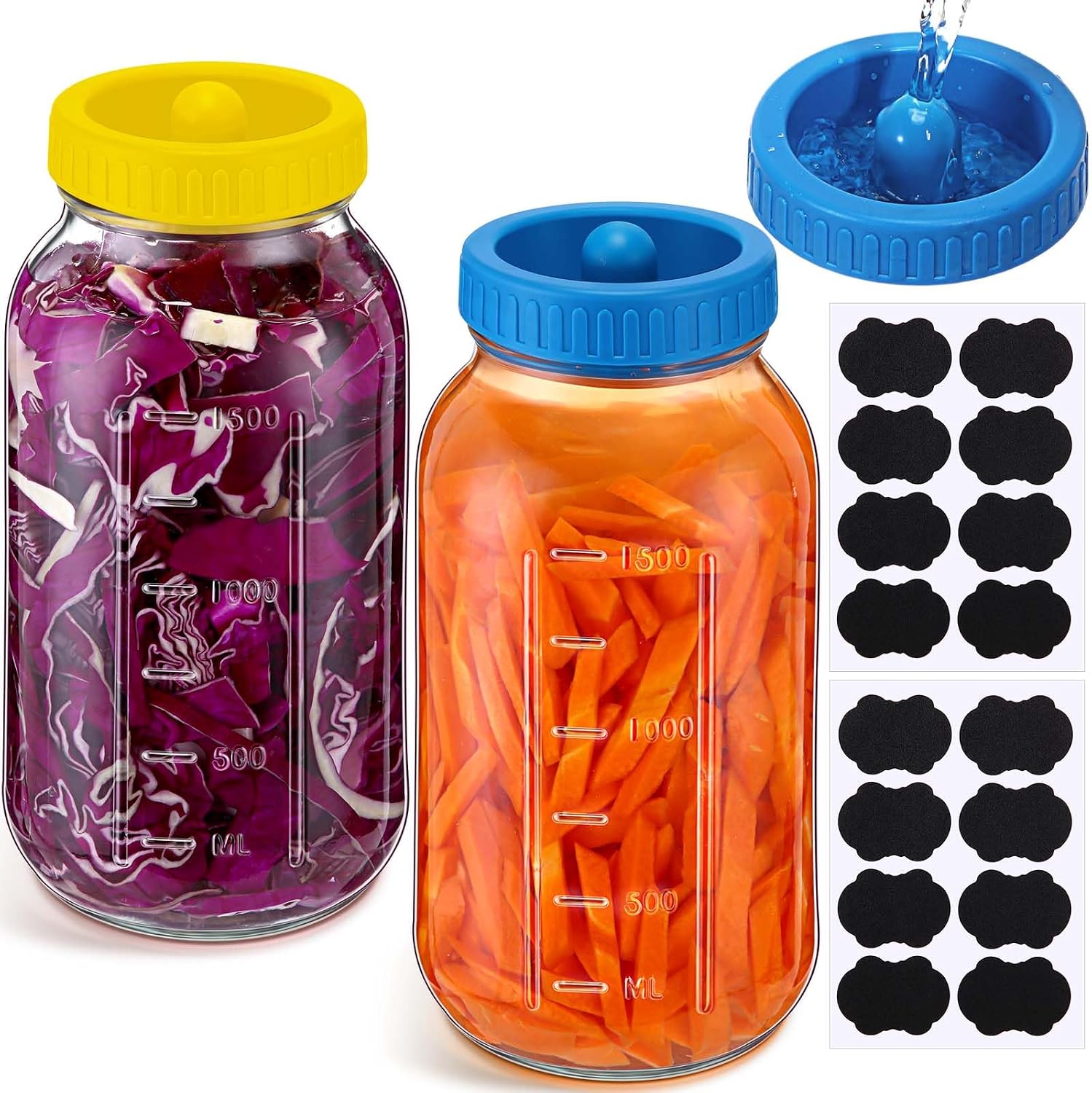Amazon.com: Honeydak 2 Pack 64oz Large Fermentation Kit Wide Mouth ...