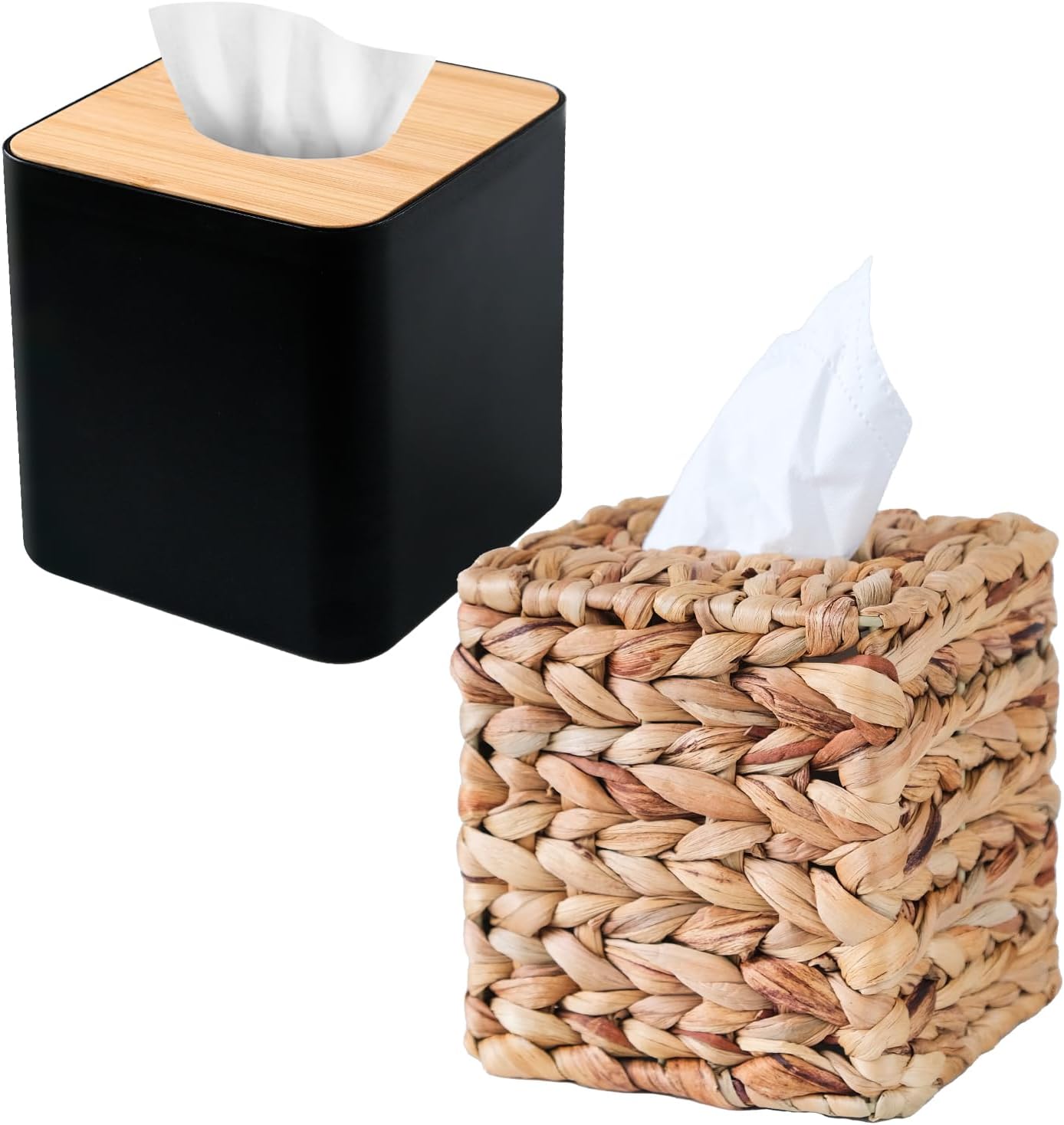 Amazon.com: Rattan Tissue Box Cover Square and Black Tissue Box Cover ...