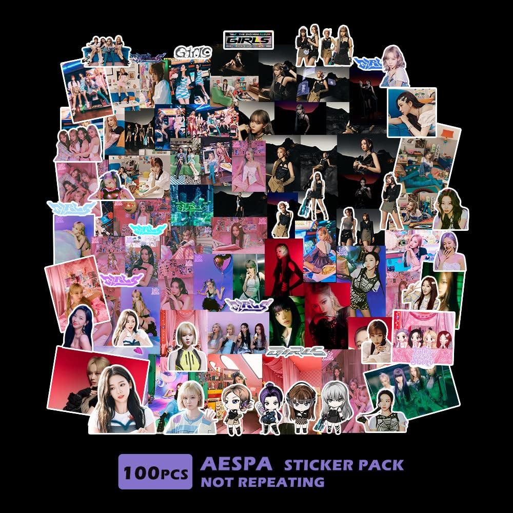 Kpop Girl Group Aespa Stickers 100Pcs Aespa 2022 Girls Album Sticker ...