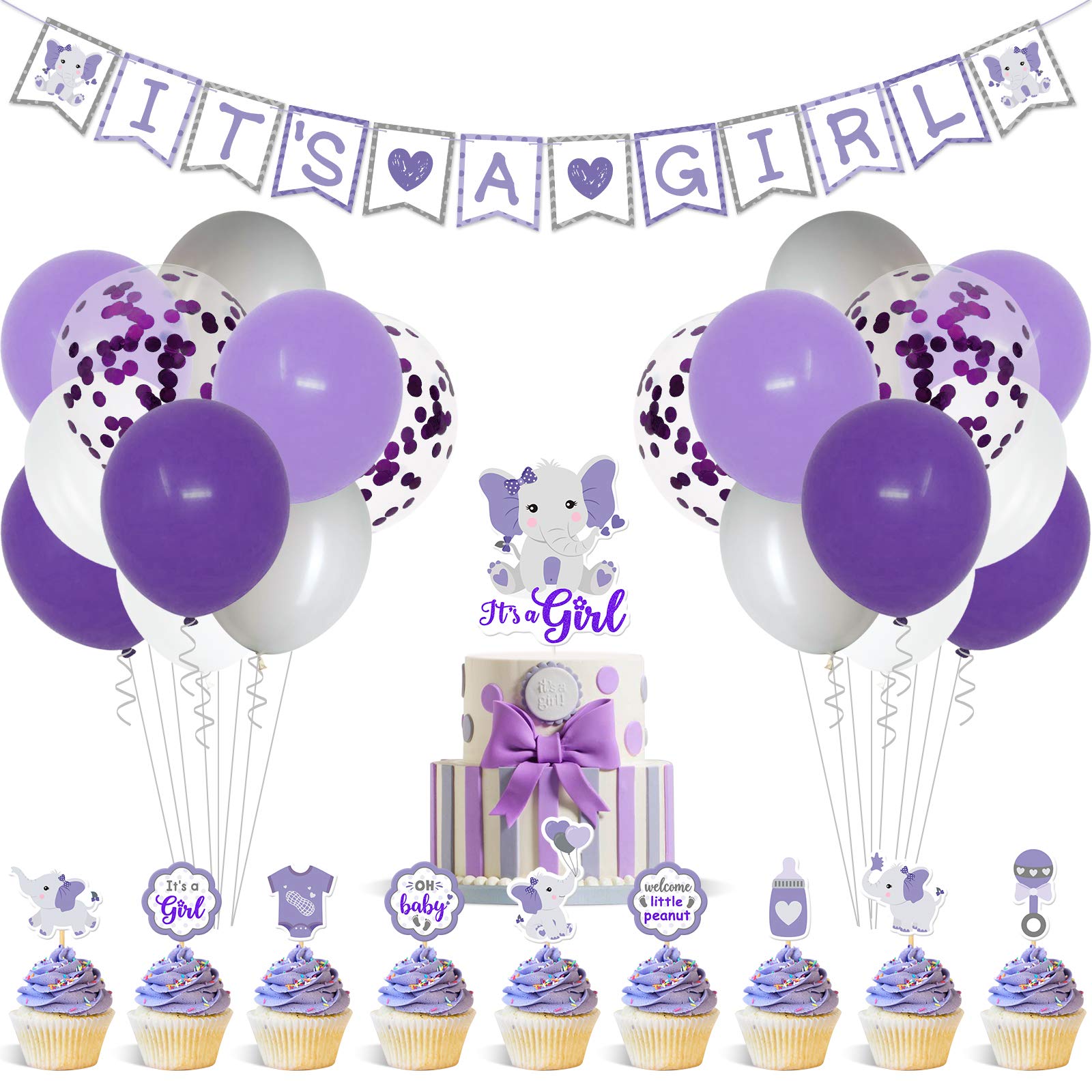 Buy Purple Elephant Baby Shower Decor Purple and Gray It’s a Girl ...