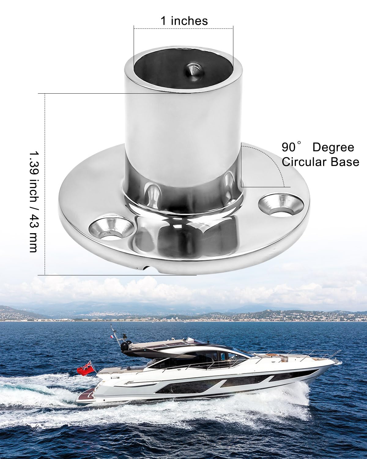 Snapklik.com : Boat Hand Rail Base, Durable Marine Grade 316 Stainless ...