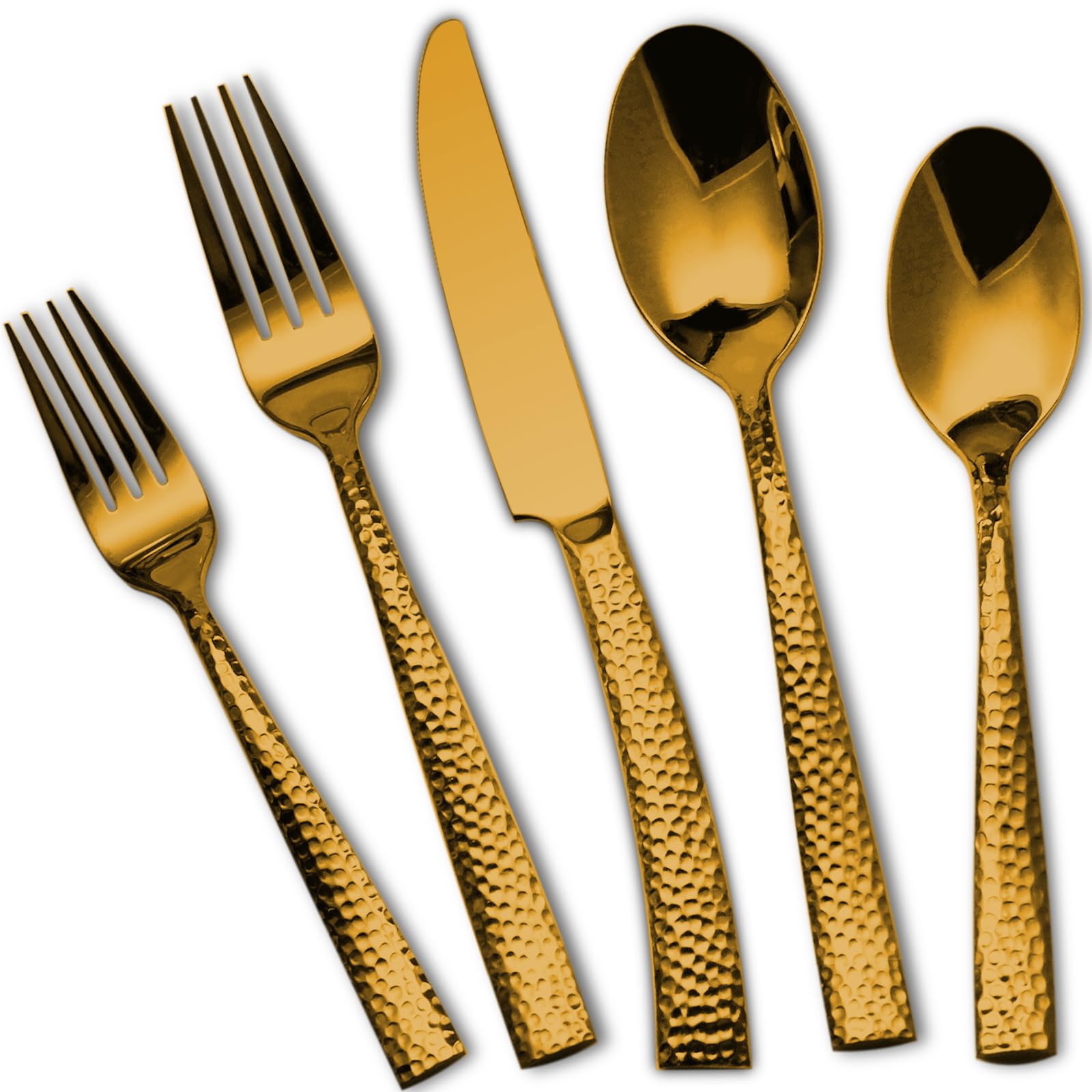 Amazon.com | Kikbioee Gold Hammered 20-Piece Silverware Set, Stainless ...
