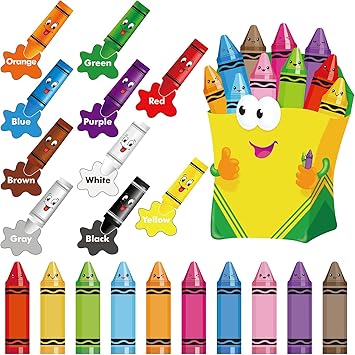 Amazon.com: Crayon Bulletin Board Decorations Color Cutouts Back to ...