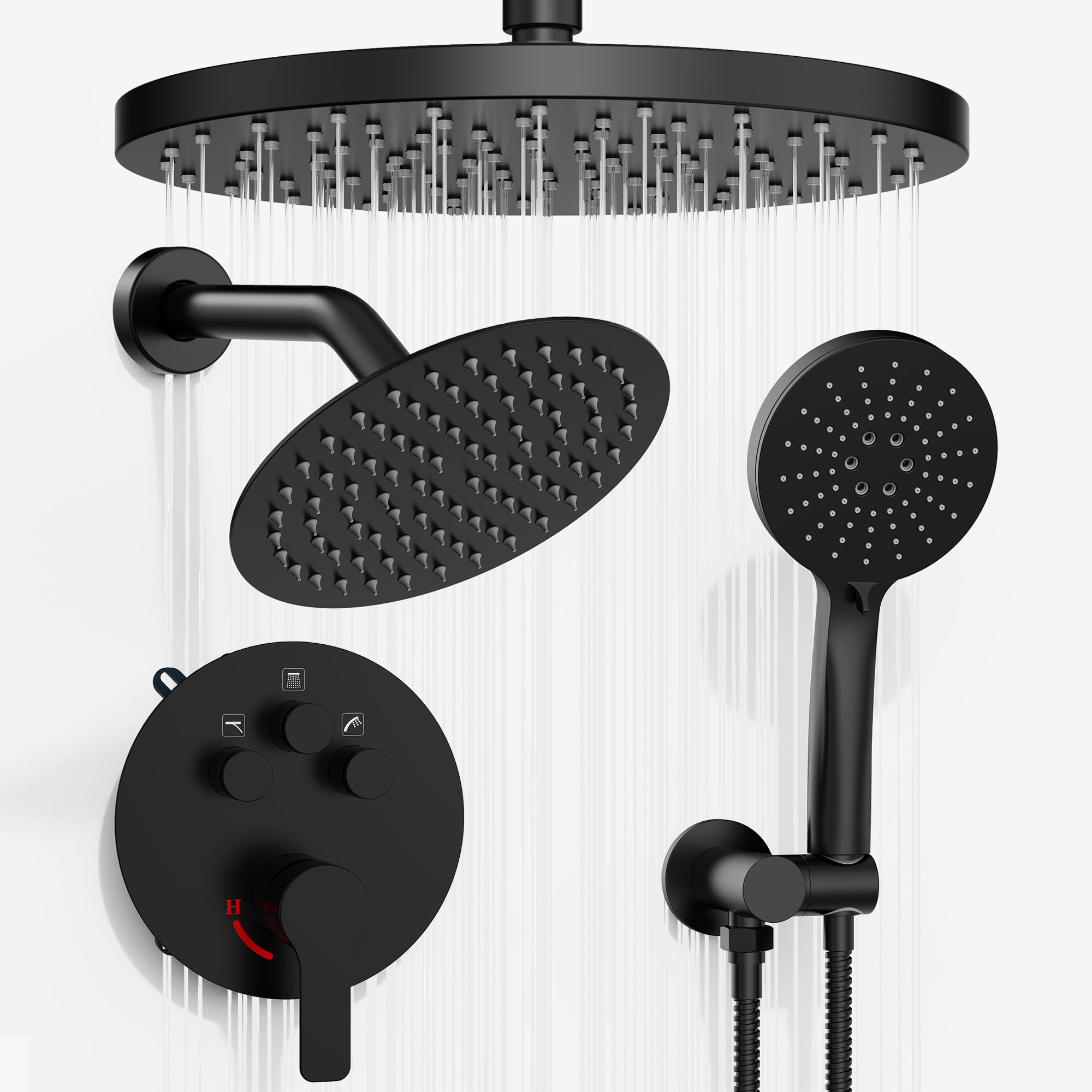 Shower System with Pressure Balance Valve, 10" Ceiling Mount Shower ...