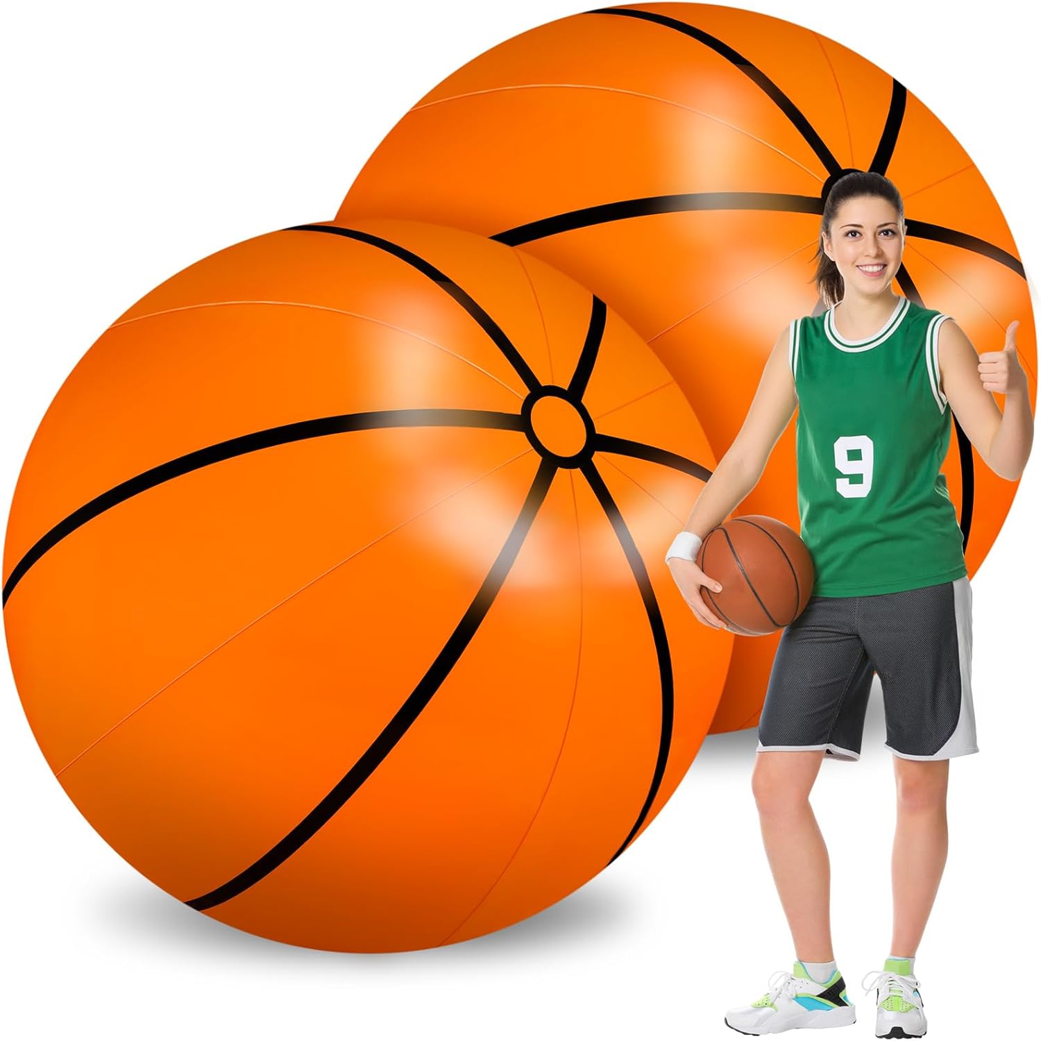 Amazon.com: Meooeck 2 Pcs 40 Inch Giant Inflatable Basketball Party ...