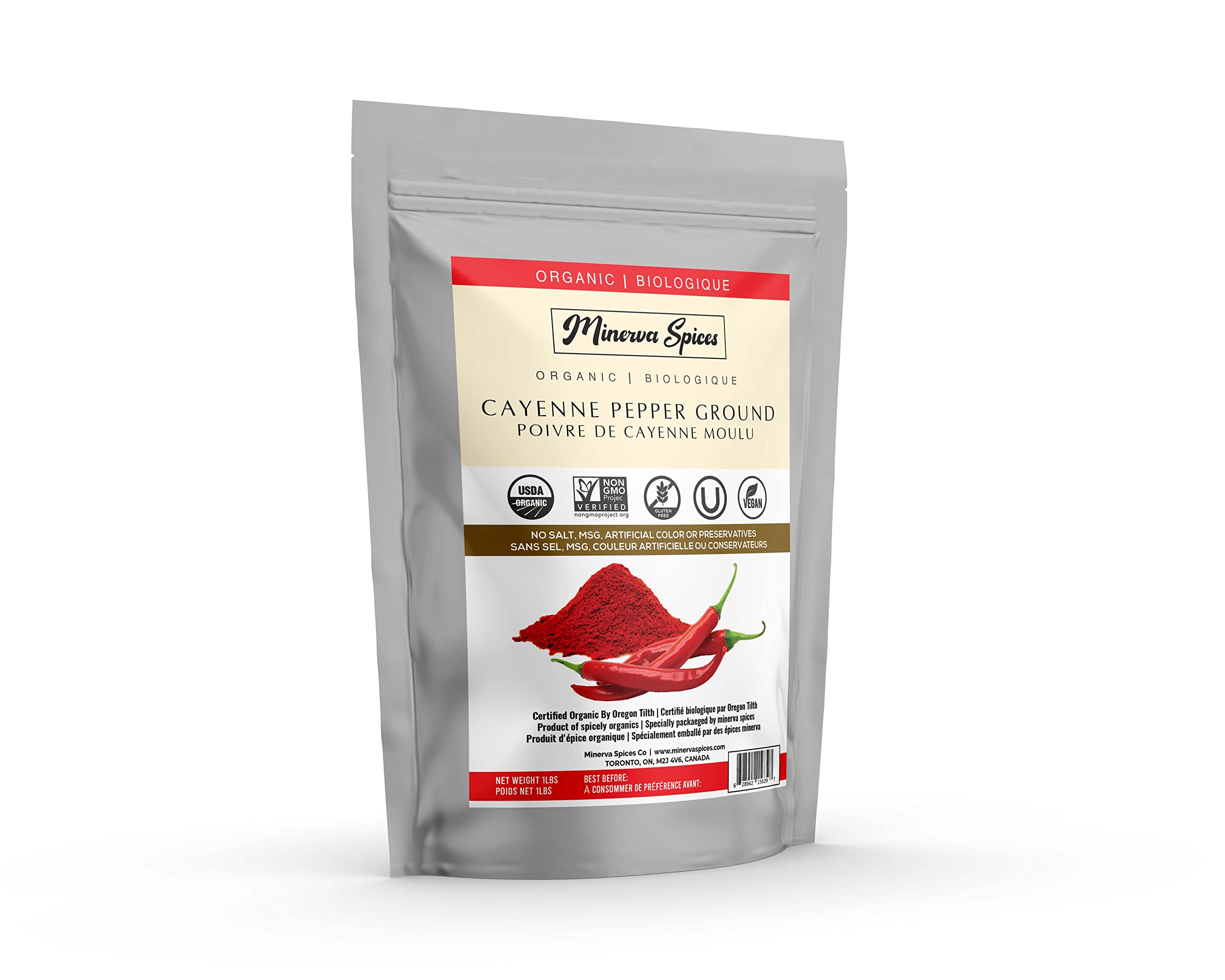 Minerva Spices Organic Cayenne Pepper Ground, 1 Pound, 453 Grams ...