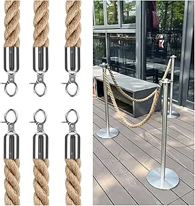 Amazon.com: Natural Twisted Hemp Queue Divider Crowd Control Stanchion ...