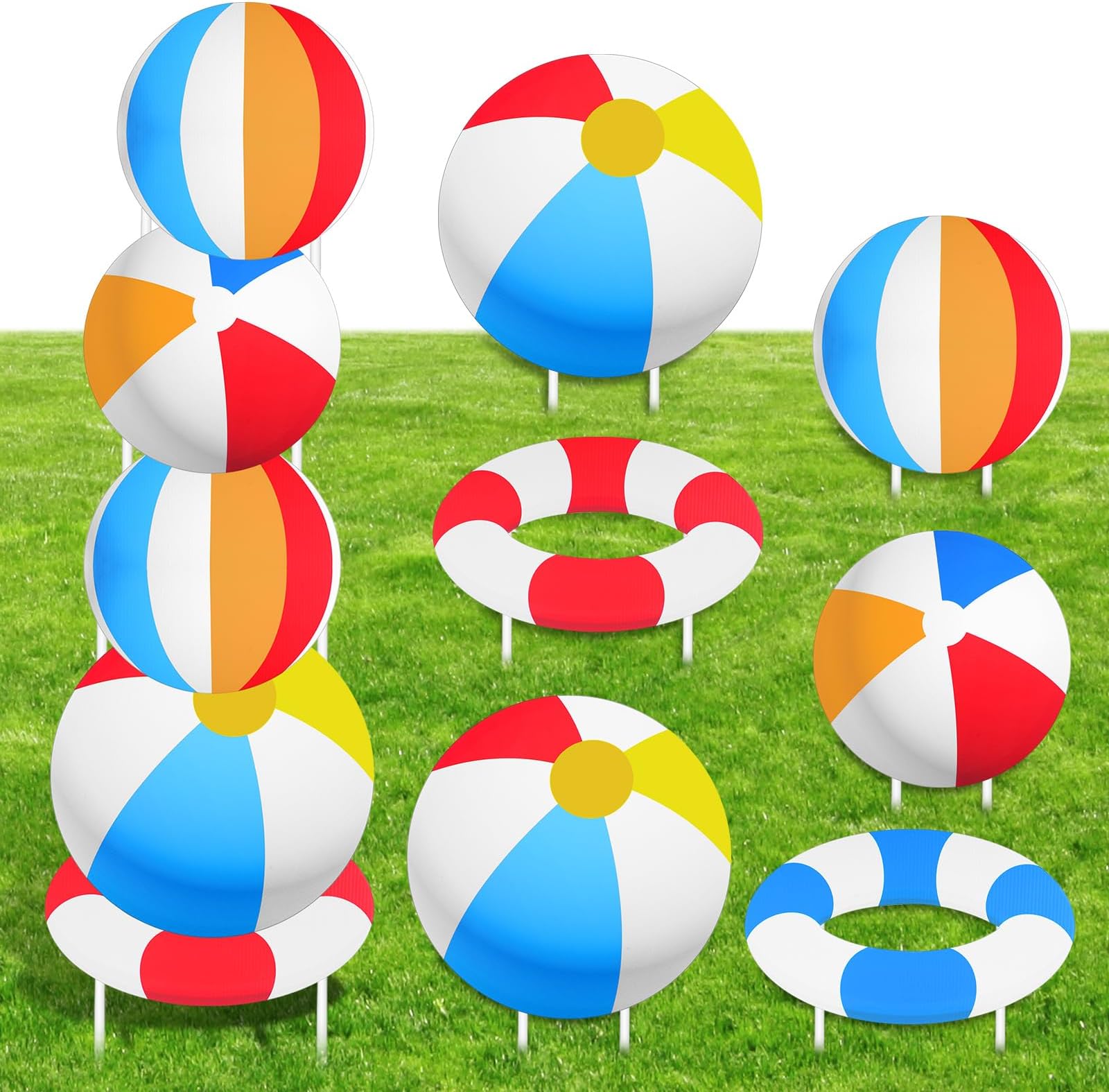 Amazon.com : Summer Beach Balls Yard Signs with String Lights Large ...