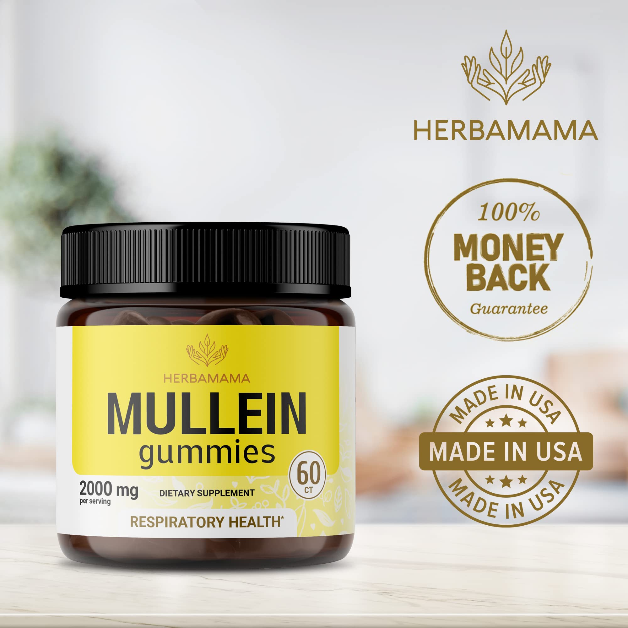 Snapklik.com : HERBAMAMA Mullein Gummies - Mullein Leaf Dietary ...