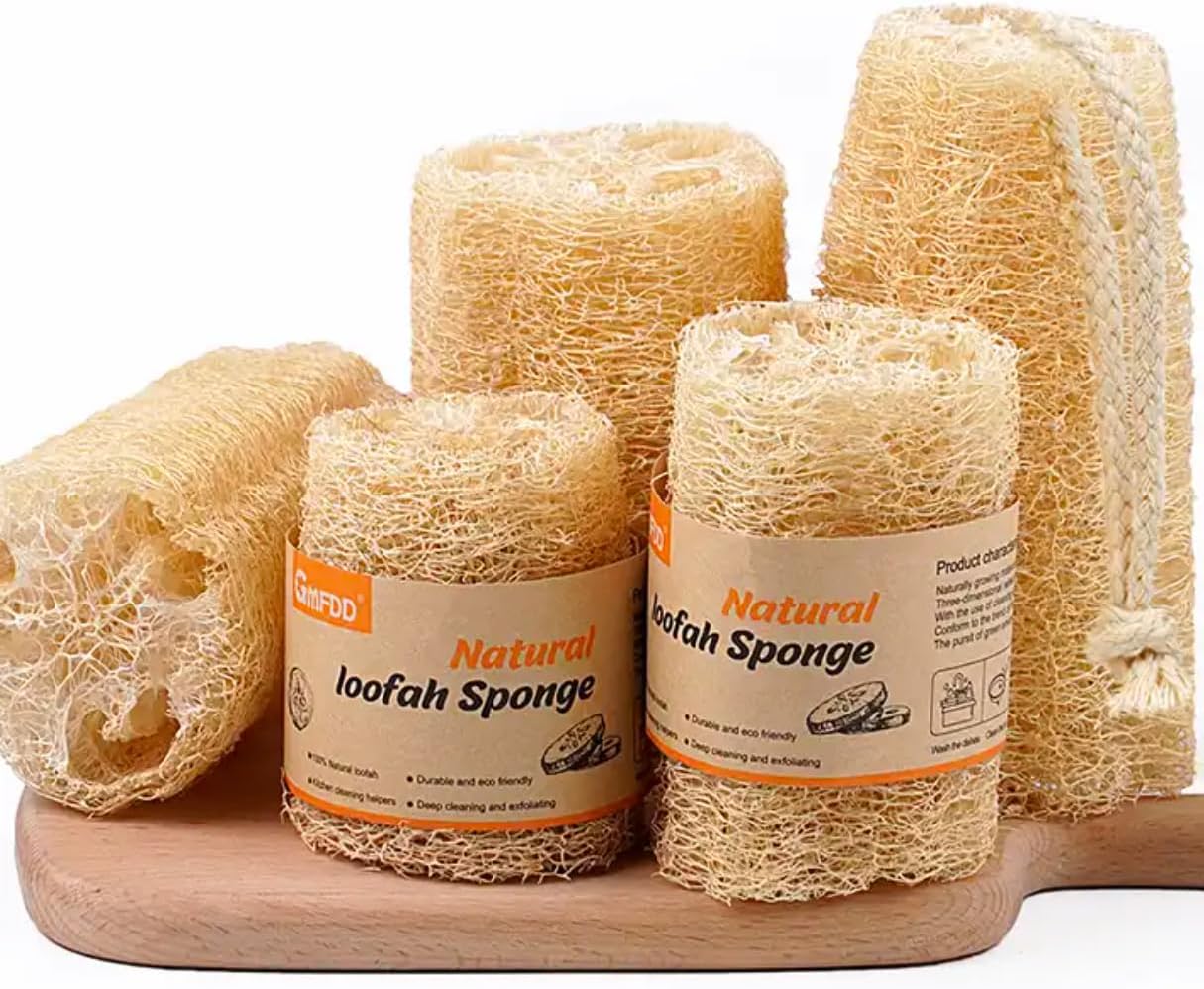 Amazon.com: Premium Natural Loofah Sponge Set - Exfoliating Shower and ...