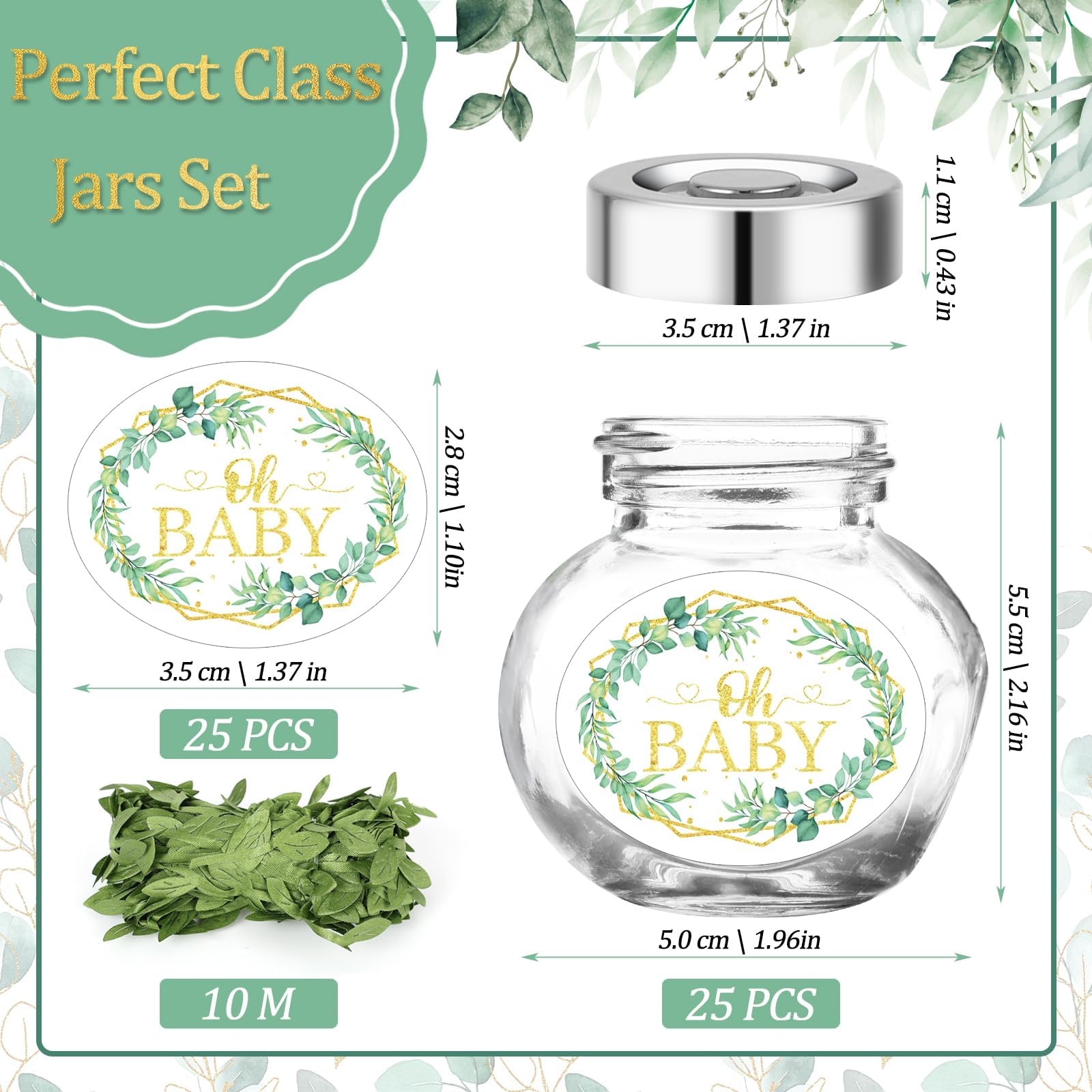 Snapklik.com : 25 Pcs 1.5 Oz Mini Glass Jars Baby Shower Glass Jars ...