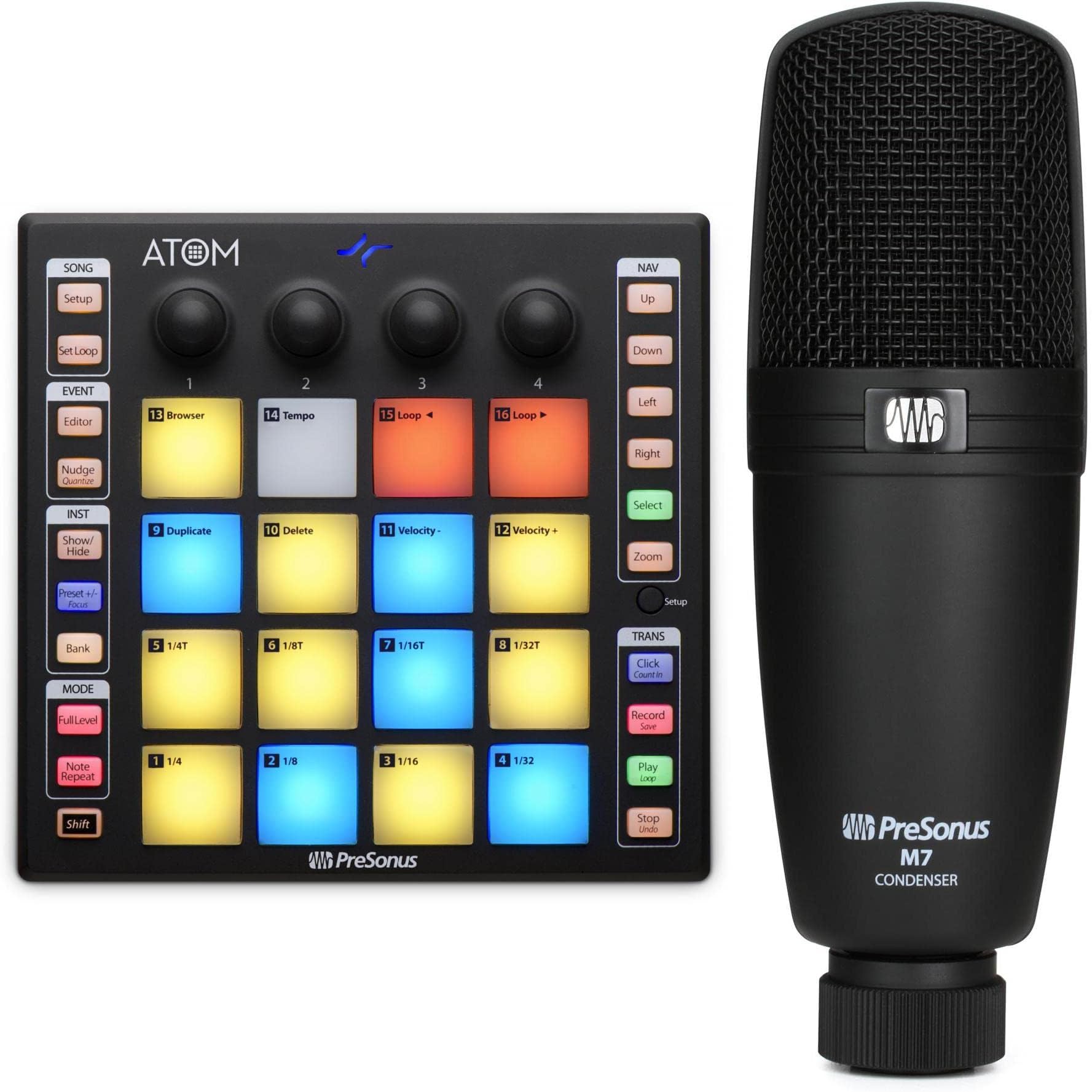Amazon.com: PreSonus M7 Microphone and ATOM - 16-pad Performance ...
