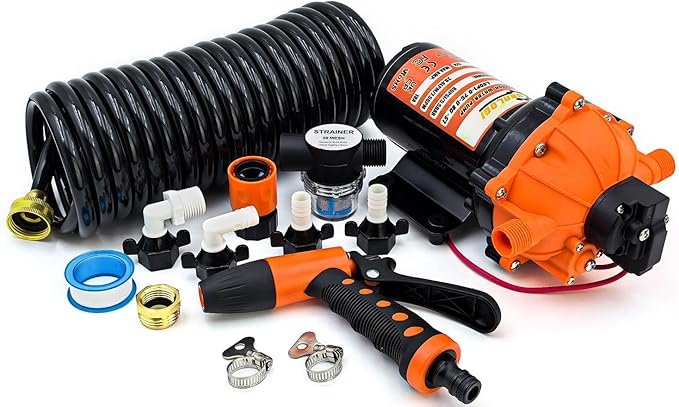 Amazon.com: 80PSI 7.5 GPM Washdown Pump Kit - 12V Marine Self-Priming ...