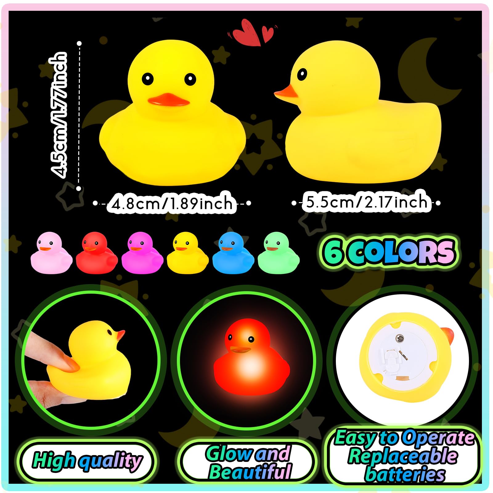 Snapklik.com : Deekin 100 Pcs LED Light Up Rubber Duck 2 Mix Color Cute ...