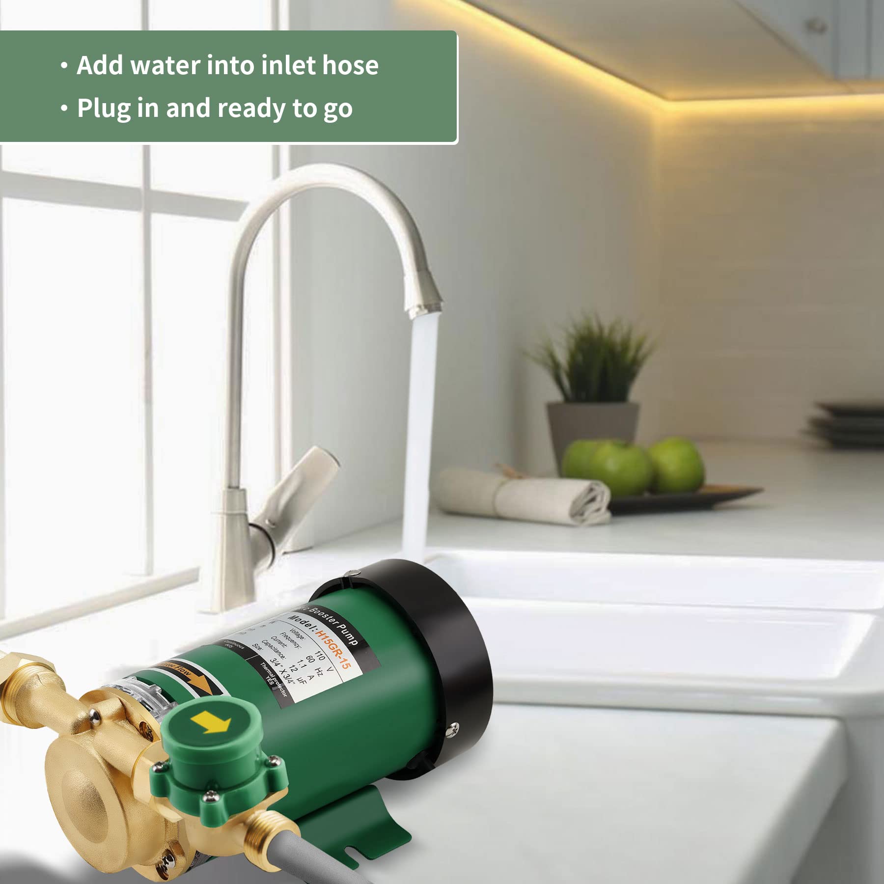 POWERENG Home Water Pressure Booster Pump,110V 120W 396GPH 21.7PSI ...