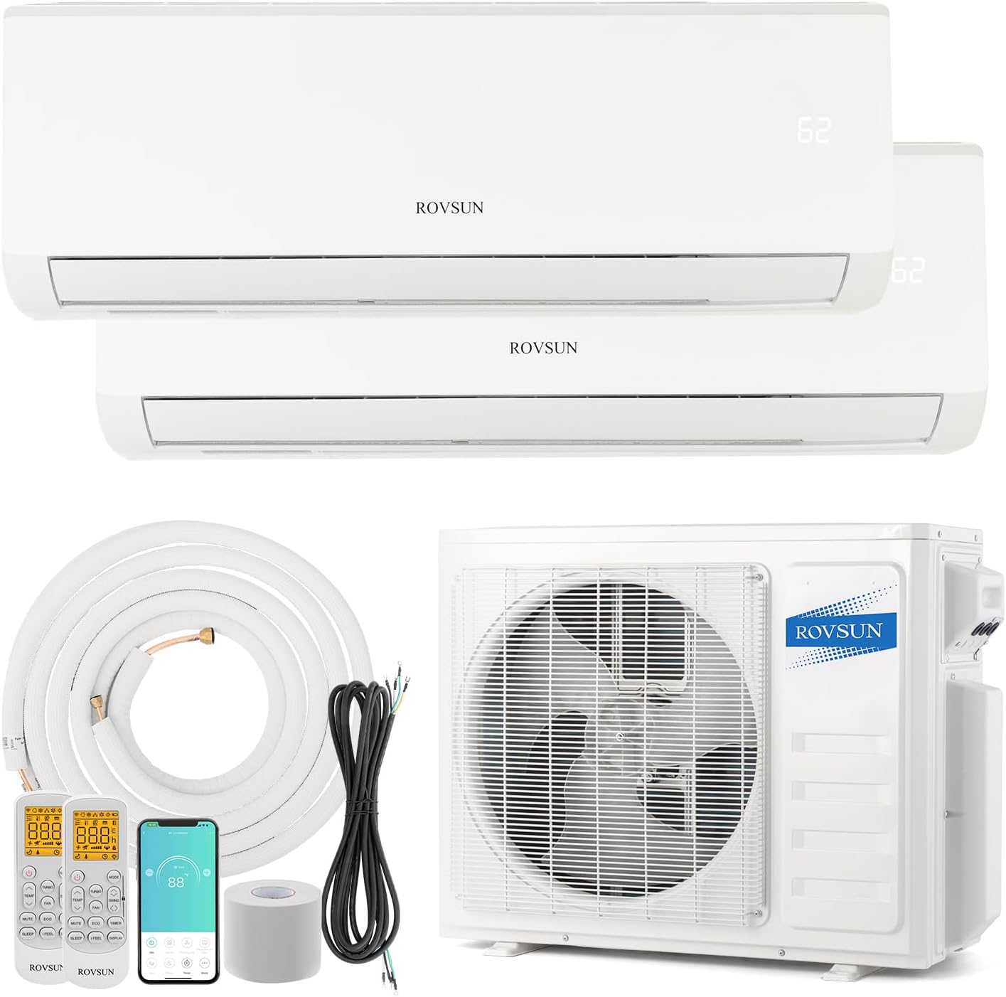 Amazon.com: ROVSUN 2 Zone 12000 + 12000 BTU WIFI Mini Split AC/Heating ...