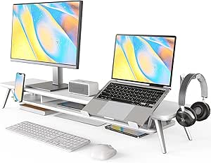 Amazon.com: Fenge Monitor Stand, Dual Monitor Riser for 2 monitors with ...
