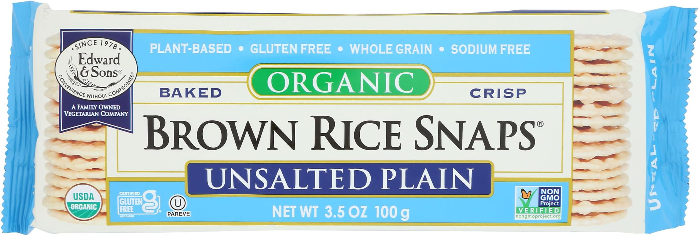 Amazon.com: Edward & Sons, Rice Snaps Plain Unsalted Organic, 3.5 Ounce ...