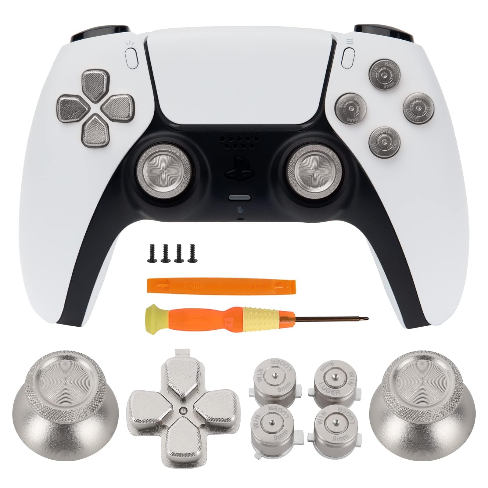 Amazon.com: TOMSIN Metal Buttons Replacement Kit for PS5 Controller ...