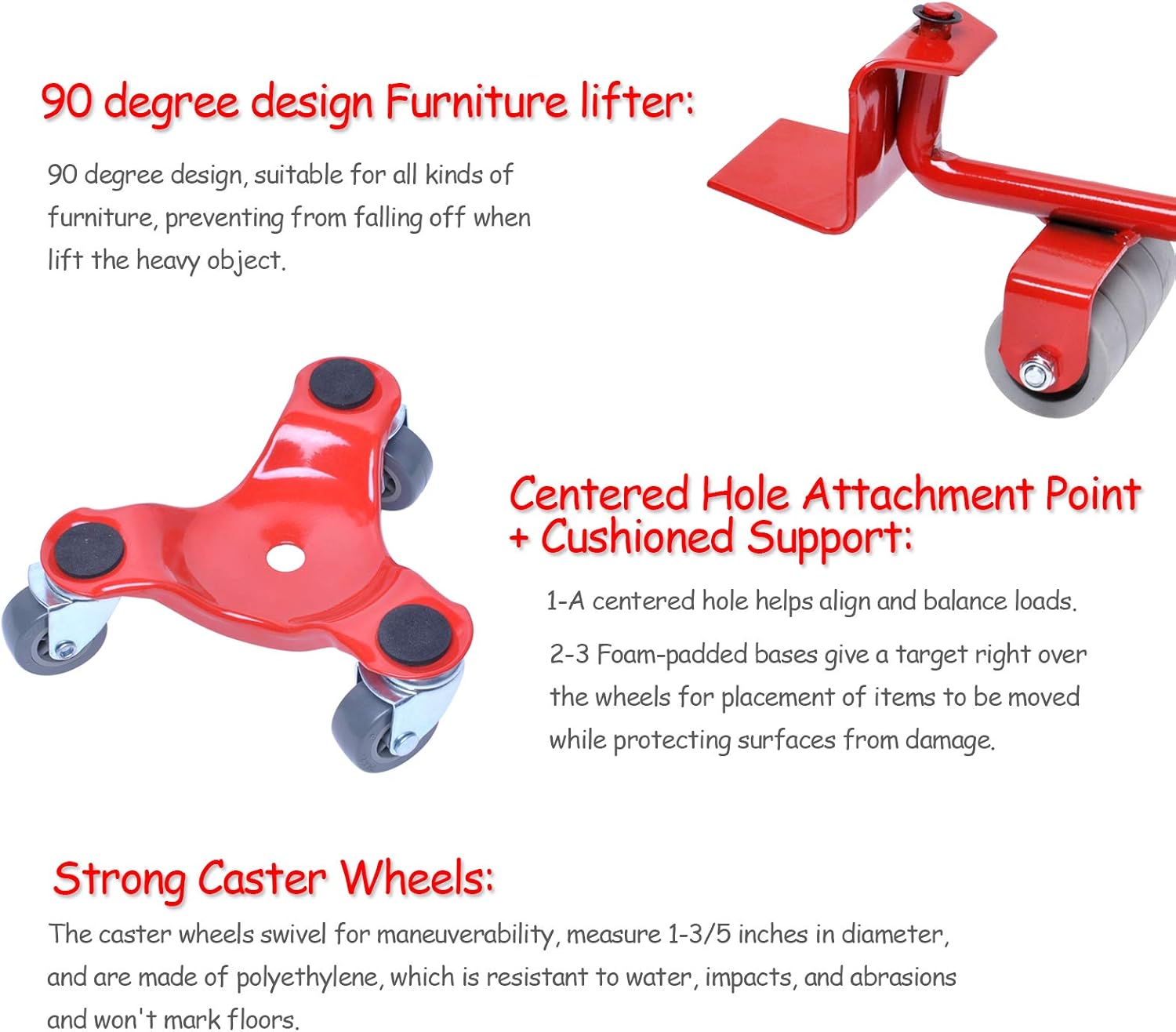 Furniture Mover & Lifter Kit with 4 Sliders,3 Wheel Furniture Dolly, 6 ...