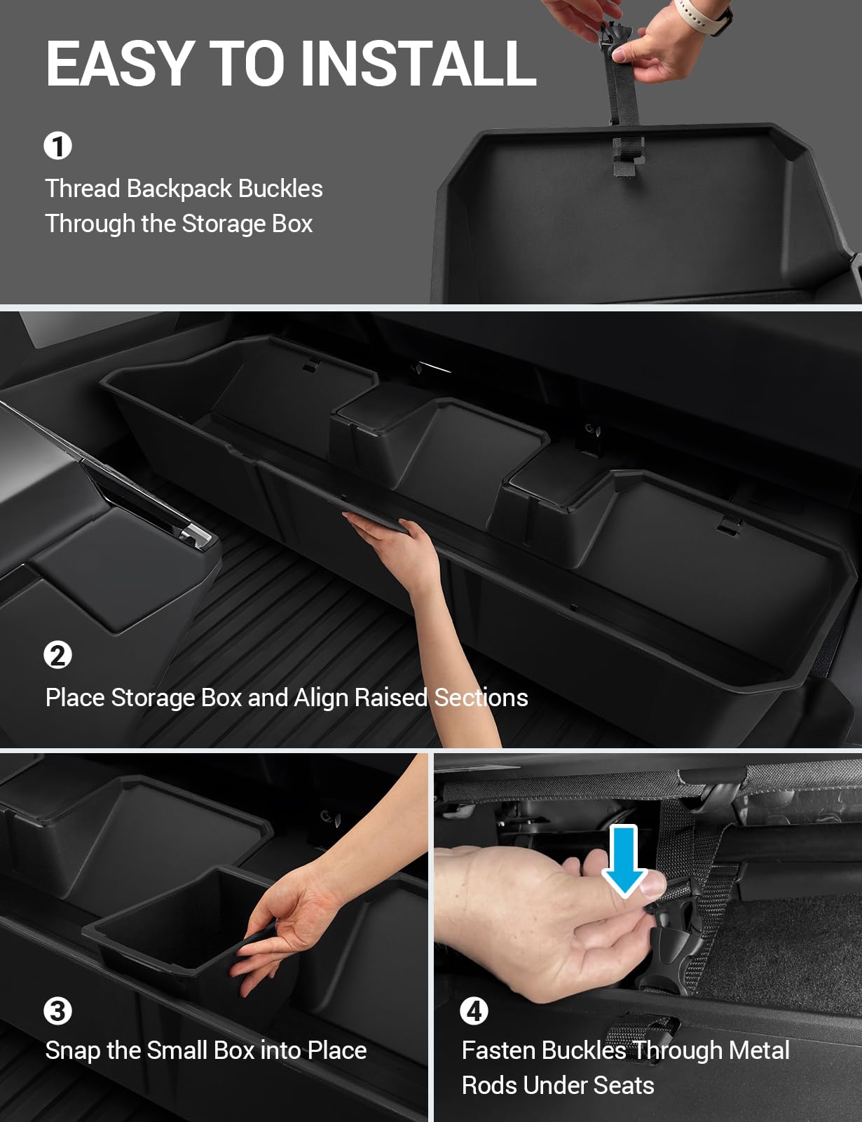 Snapklik.com : Motrobe Tesla Cybertruck Rear Underseat Storage Box ...