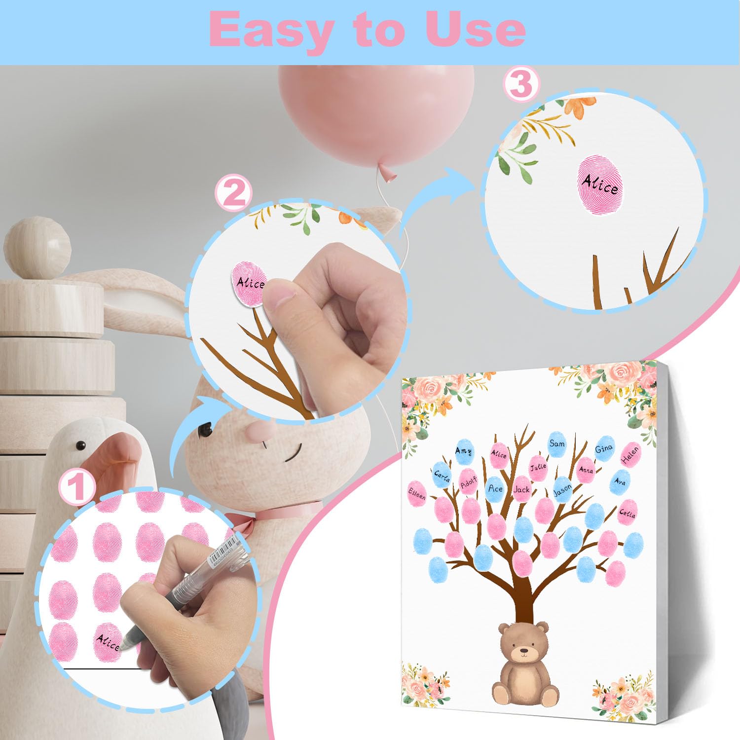 Snapklik.com : Gender Reveal Fingerprint Tree For Baby Shower, Guest ...