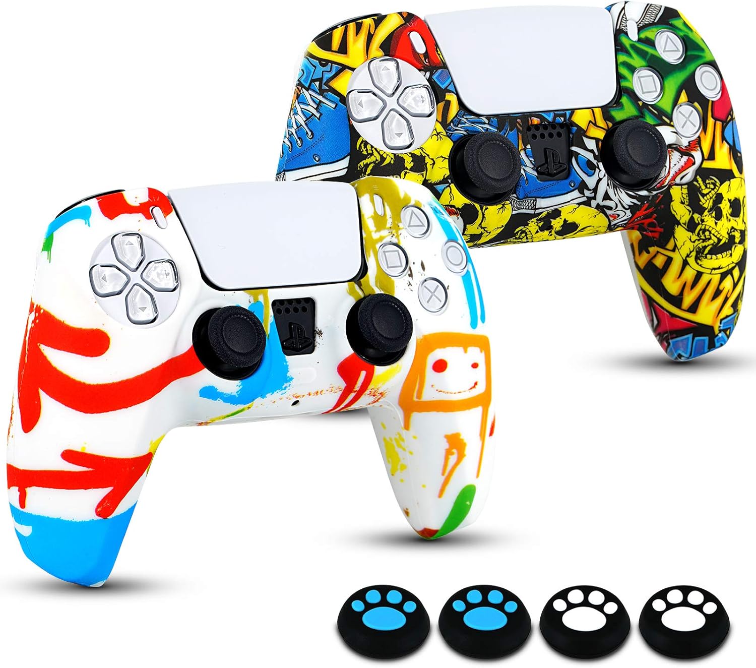 Silicone Custodie Protettiva per Controller PS5, 2 x Cover Skin con 4 x ...