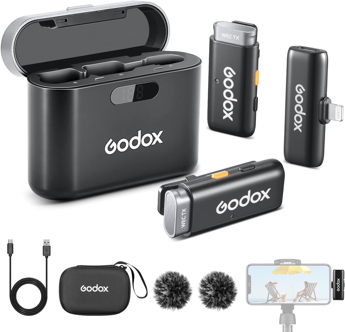 Amazon.com: GODOX WES1 Kit2 Wireless Lavalier Microphone for iPhone ...