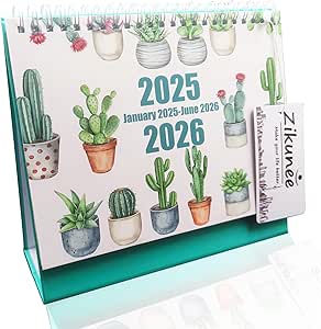 Cactus 2025-2026 Desktop Calendar Standing Flip 2024 Desktop Calendar ...