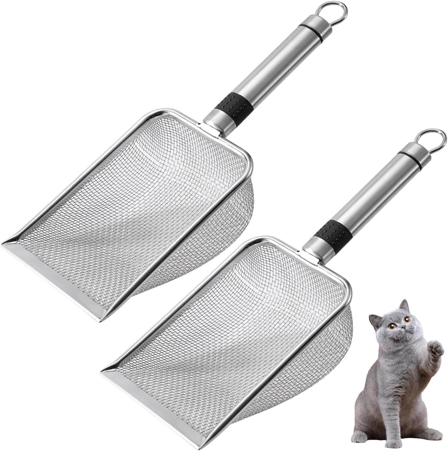 IONPSHG 2Pcs Small Holes Cat Litter Scoop Fine Mesh Cat Litter Scoop ...