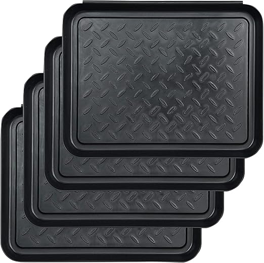 4 Packs Black Shoe Tray, Multi-Purpose Boot Mat Tray for Floor ...