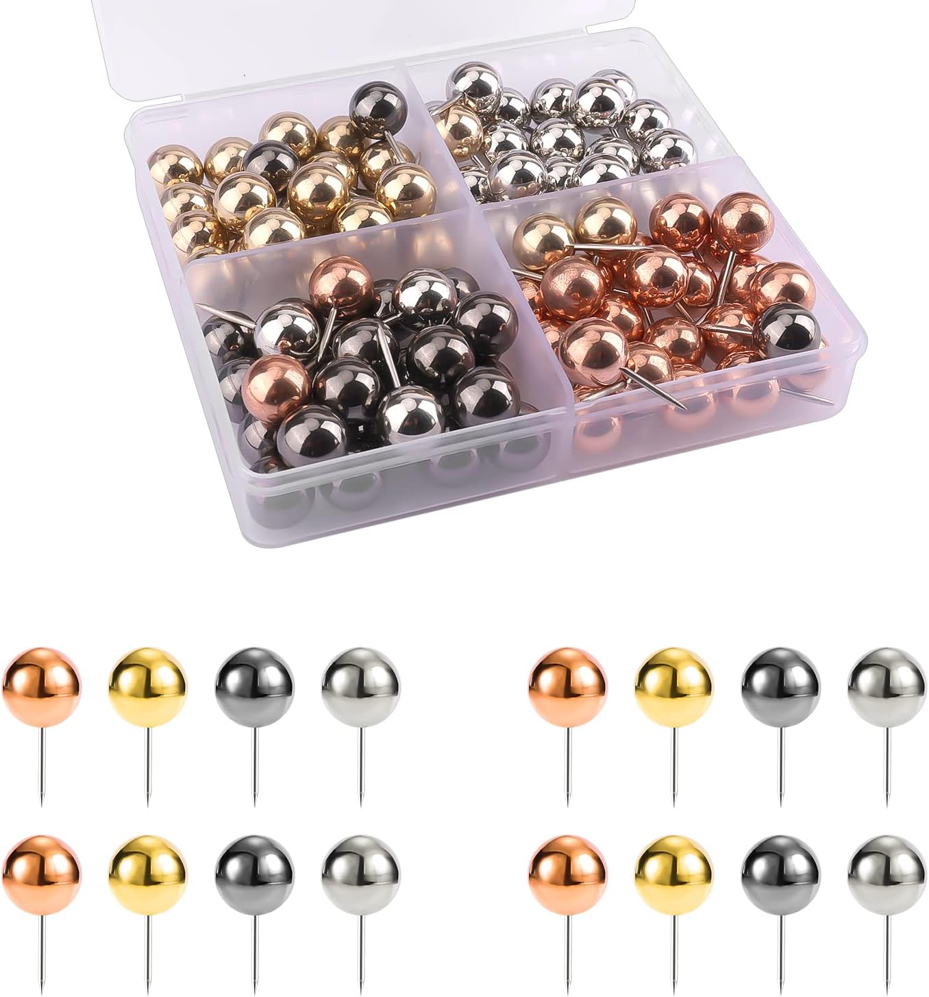 Amazon.com: KINBOM 100pcs Push Pins Round, Multi-Color Push Pins Map ...