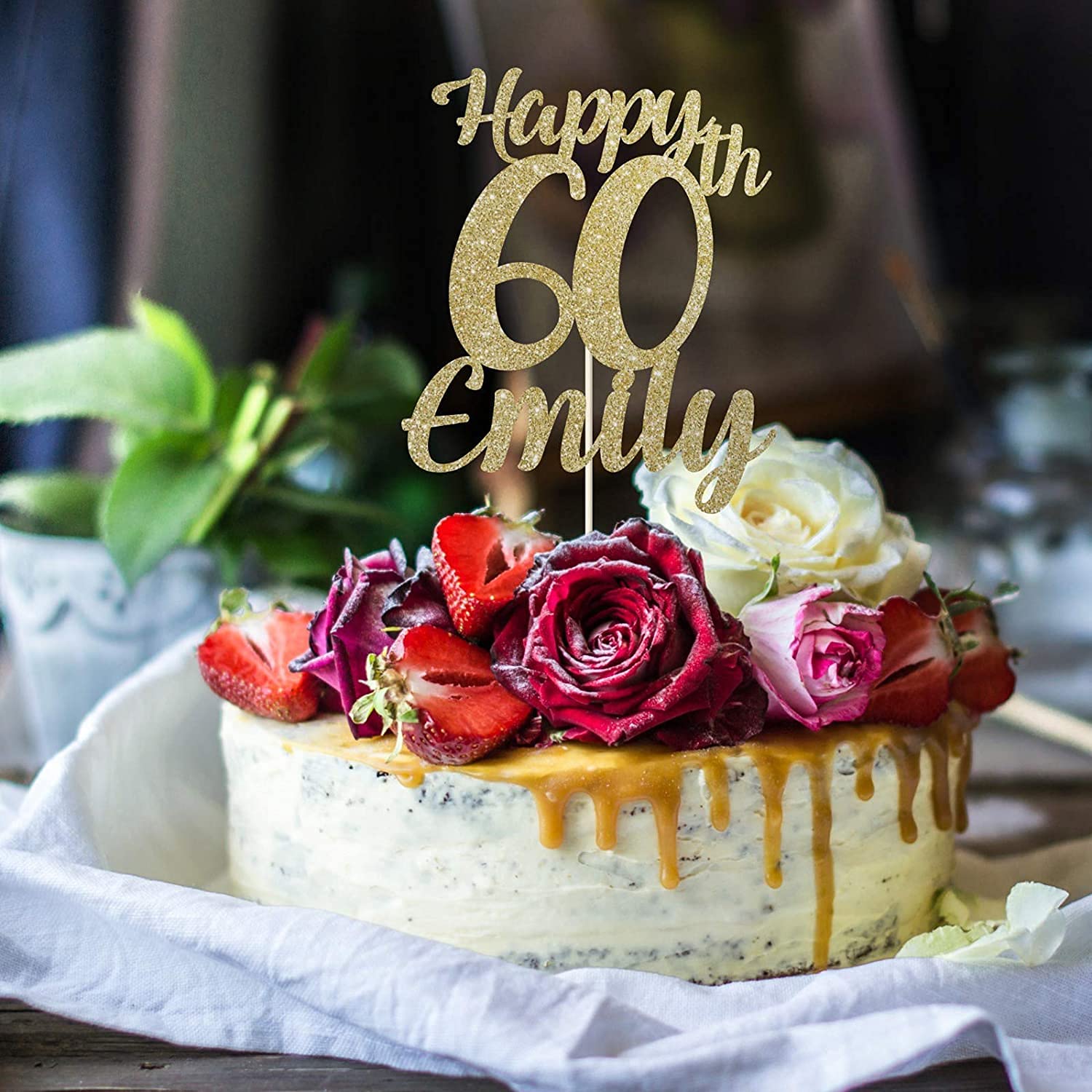 Buy Personalised Name and Age Cake Topper Personalized Happy Birthday ...