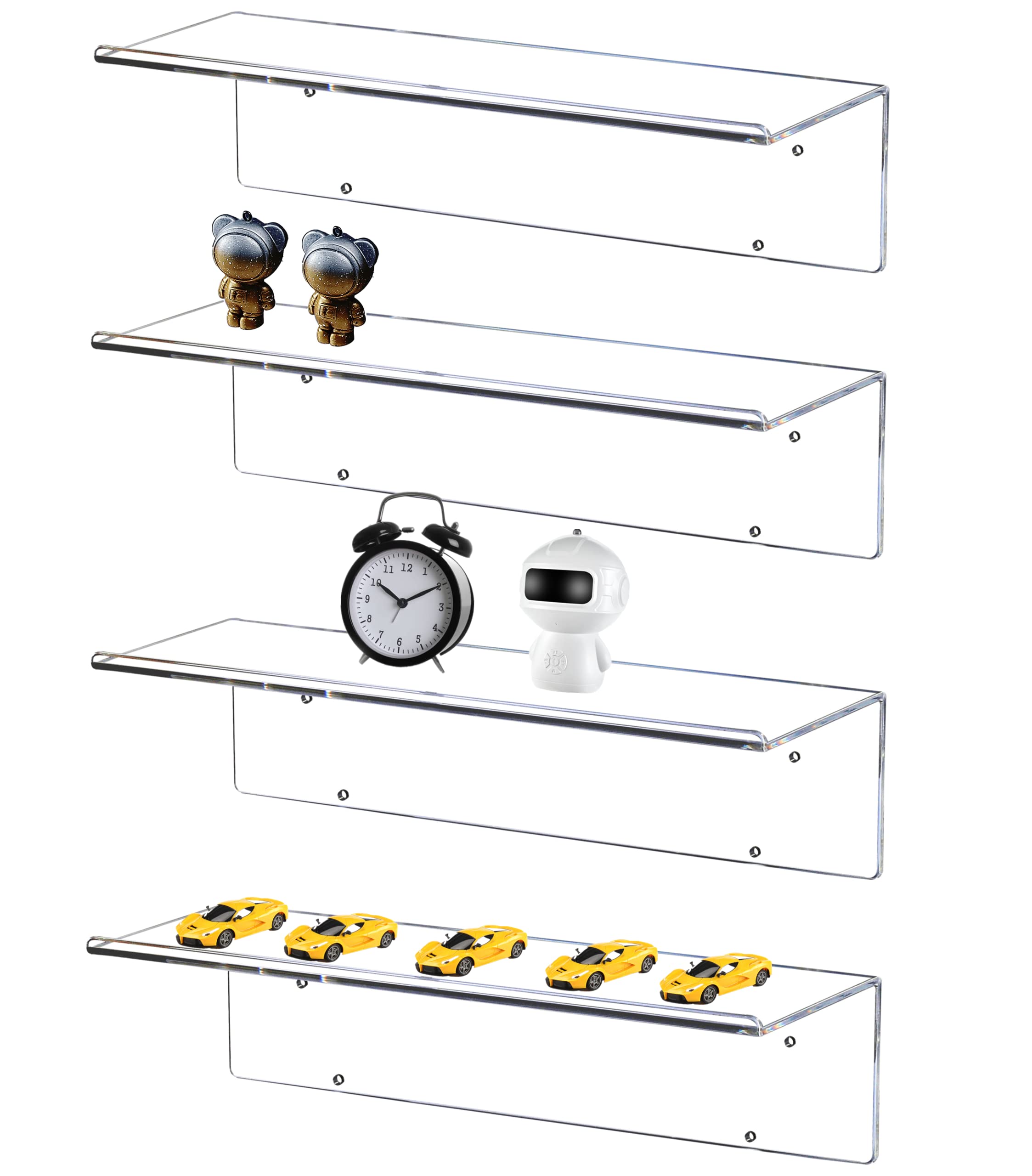 Buy LikeU 4 PCS Clear Acrylic Floating Shelves Display Ledge,5 MM Thick ...