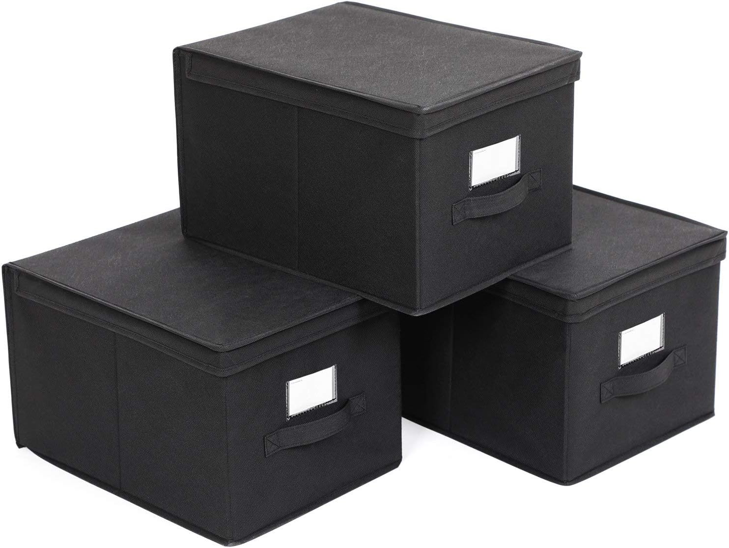 SONGMICS Set of 3 Foldable Storage Boxes with Lids, Fabric Cubes with ...