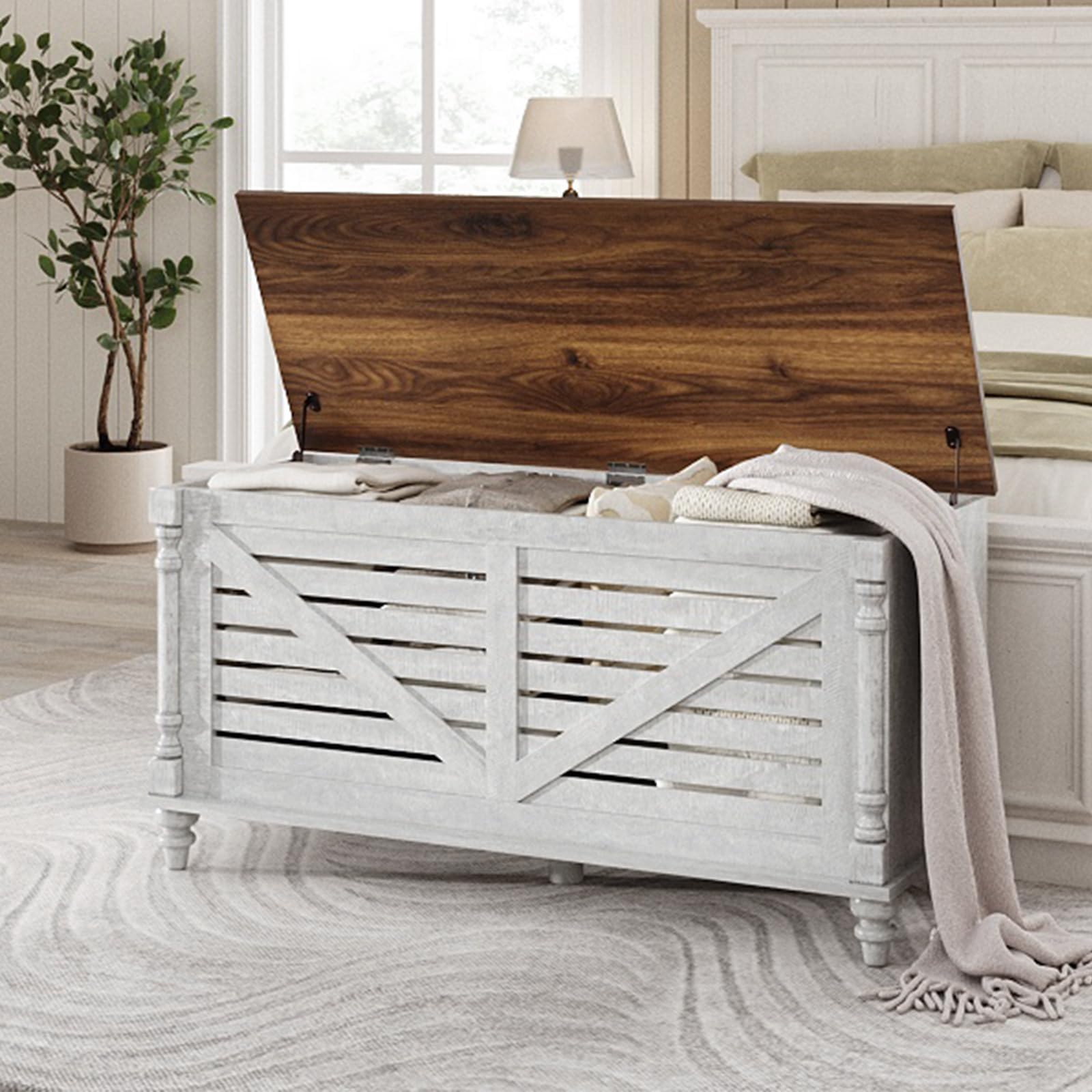 Amazon.com: Maupvit Wooden Storage Chest, Sturdy Large Storage Trunk ...